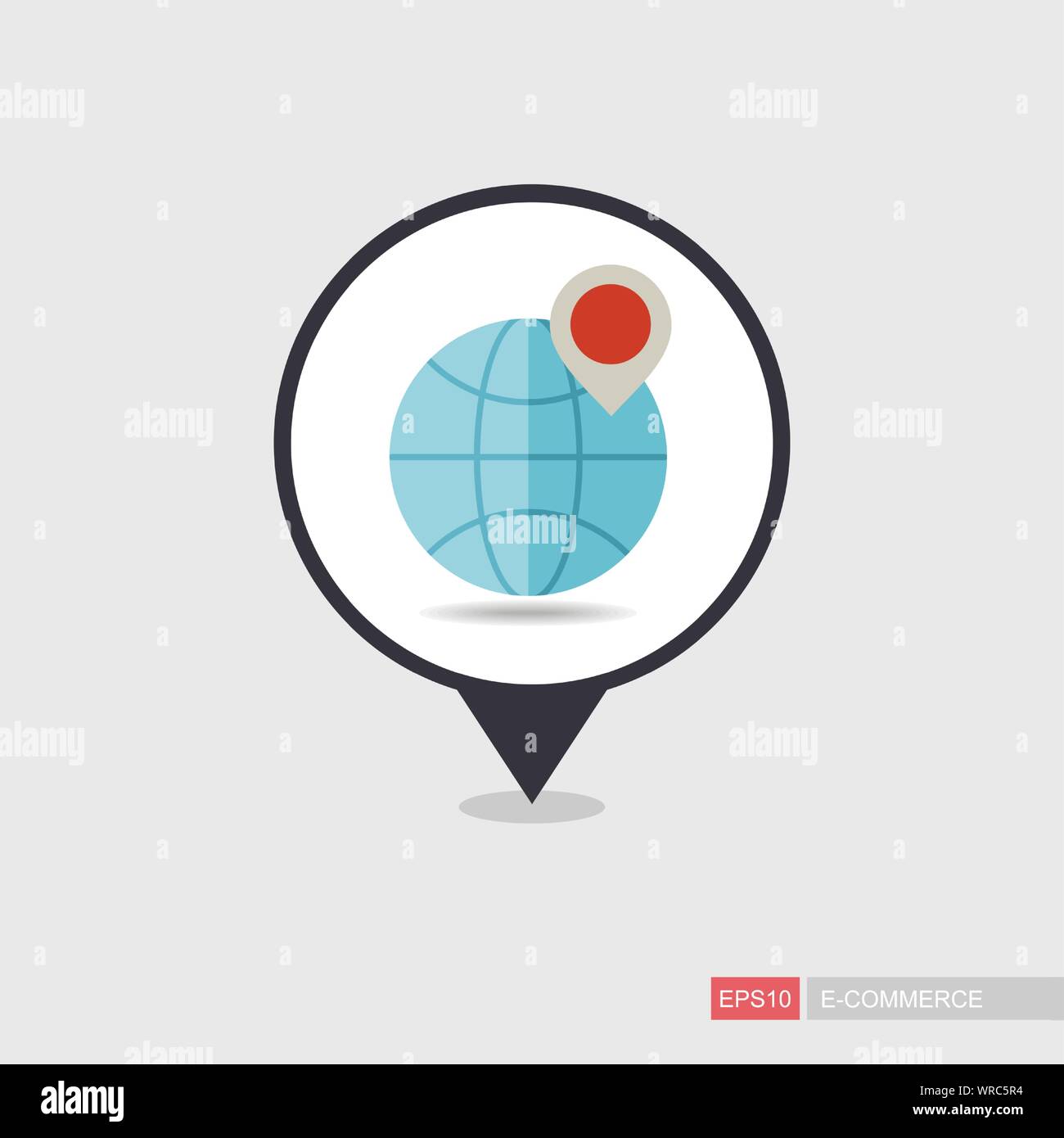 Earth planet and location marker on it pin map icon. E-commerce sign ...
