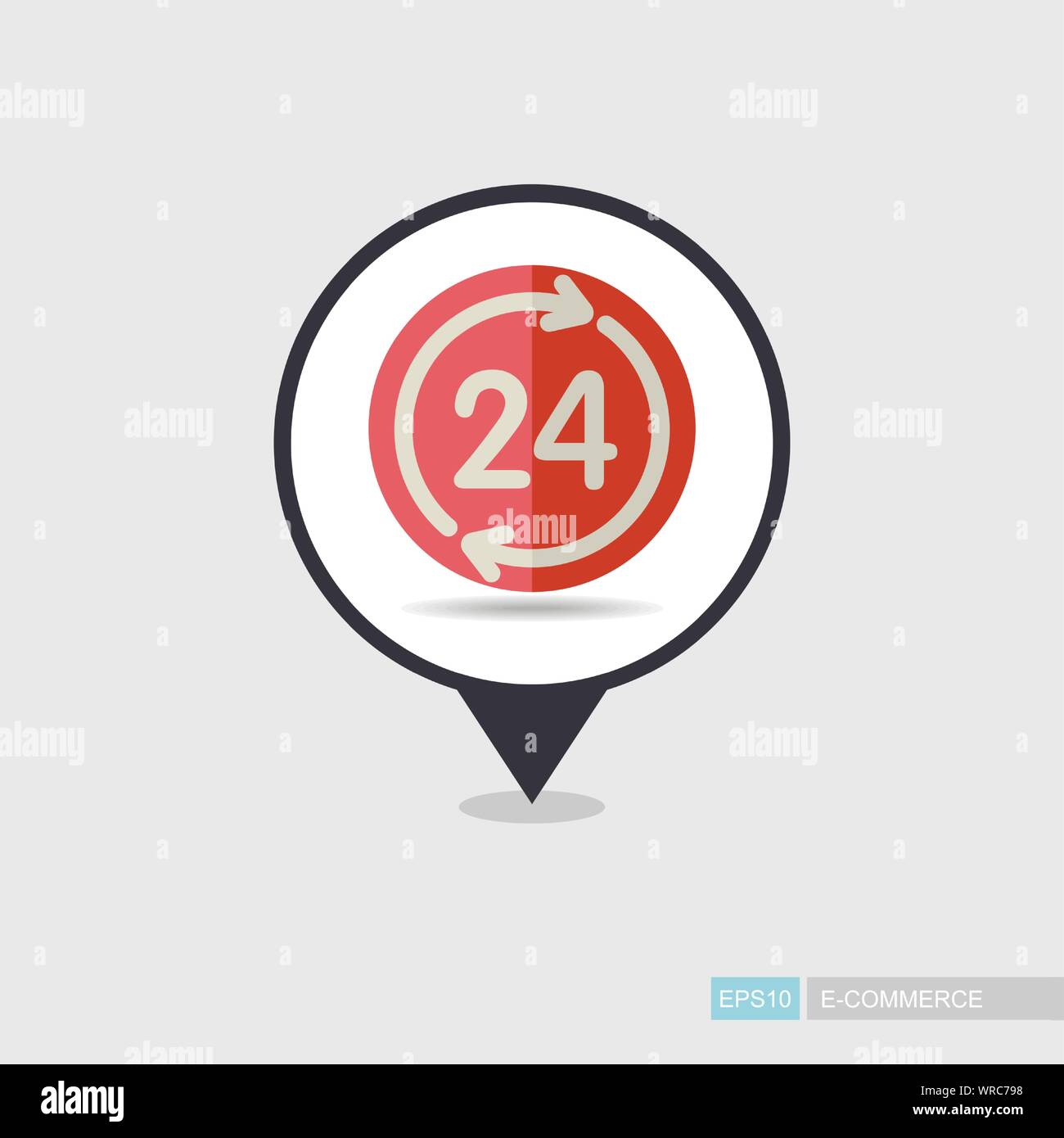 Twenty four hour pin map icon. E-commerce sign. Map pointer. Map ...