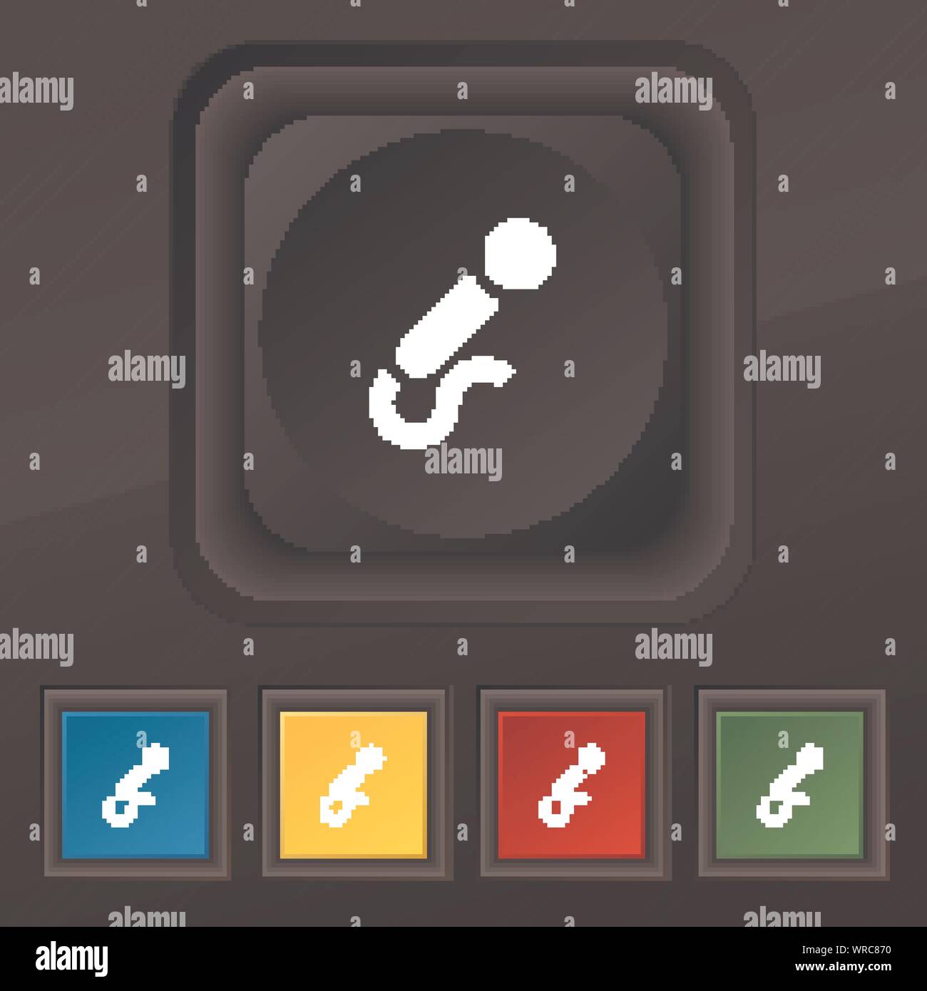 microphone icon symbol. Set of five colorful, stylish buttons on black ...