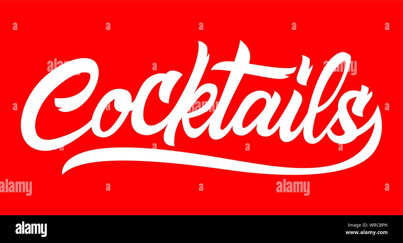 Cocktails black handwriting lettering isolated for cafe design Stock ...