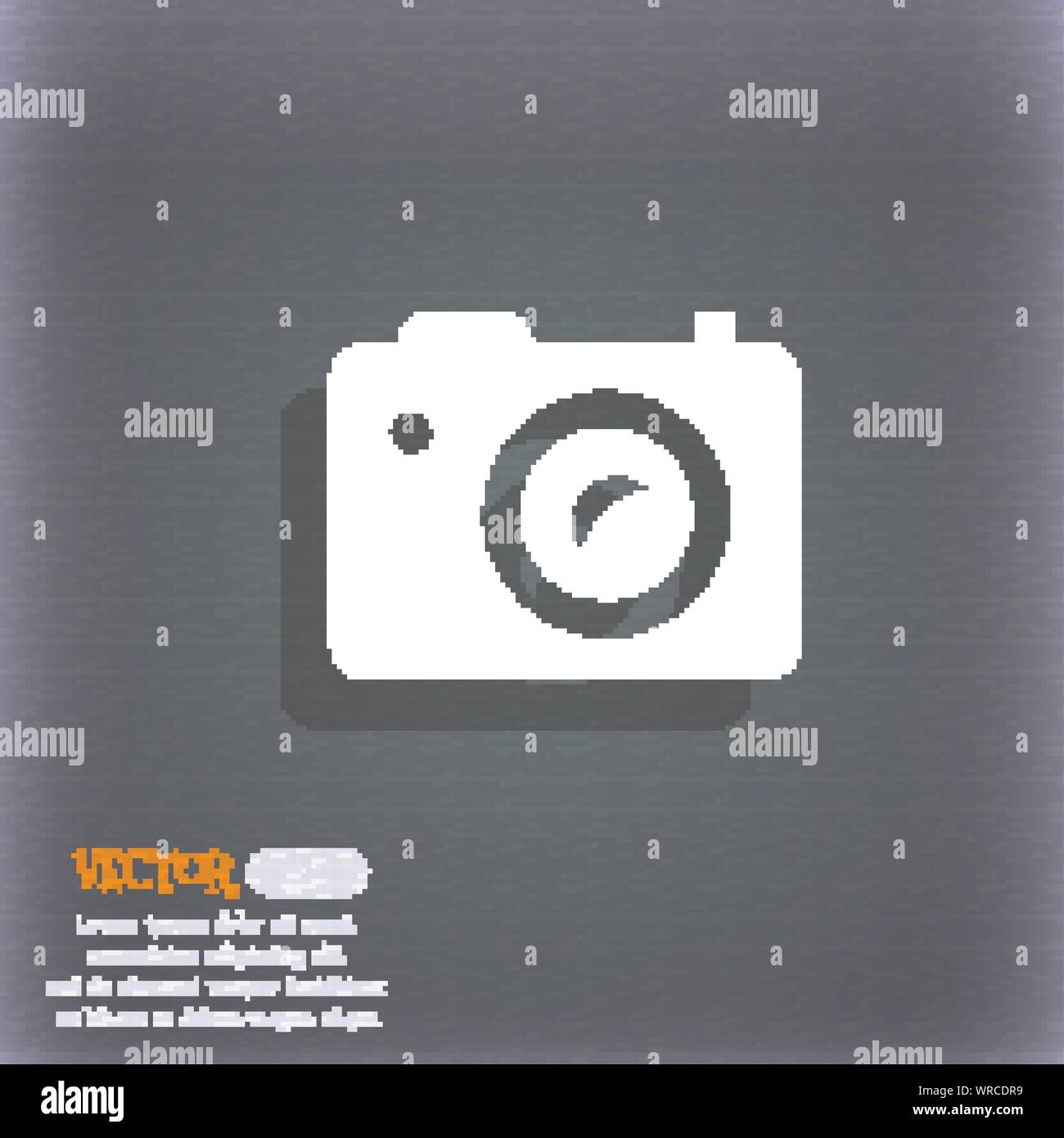 Digital photo camera icon symbol on the blue-green abstract background ...