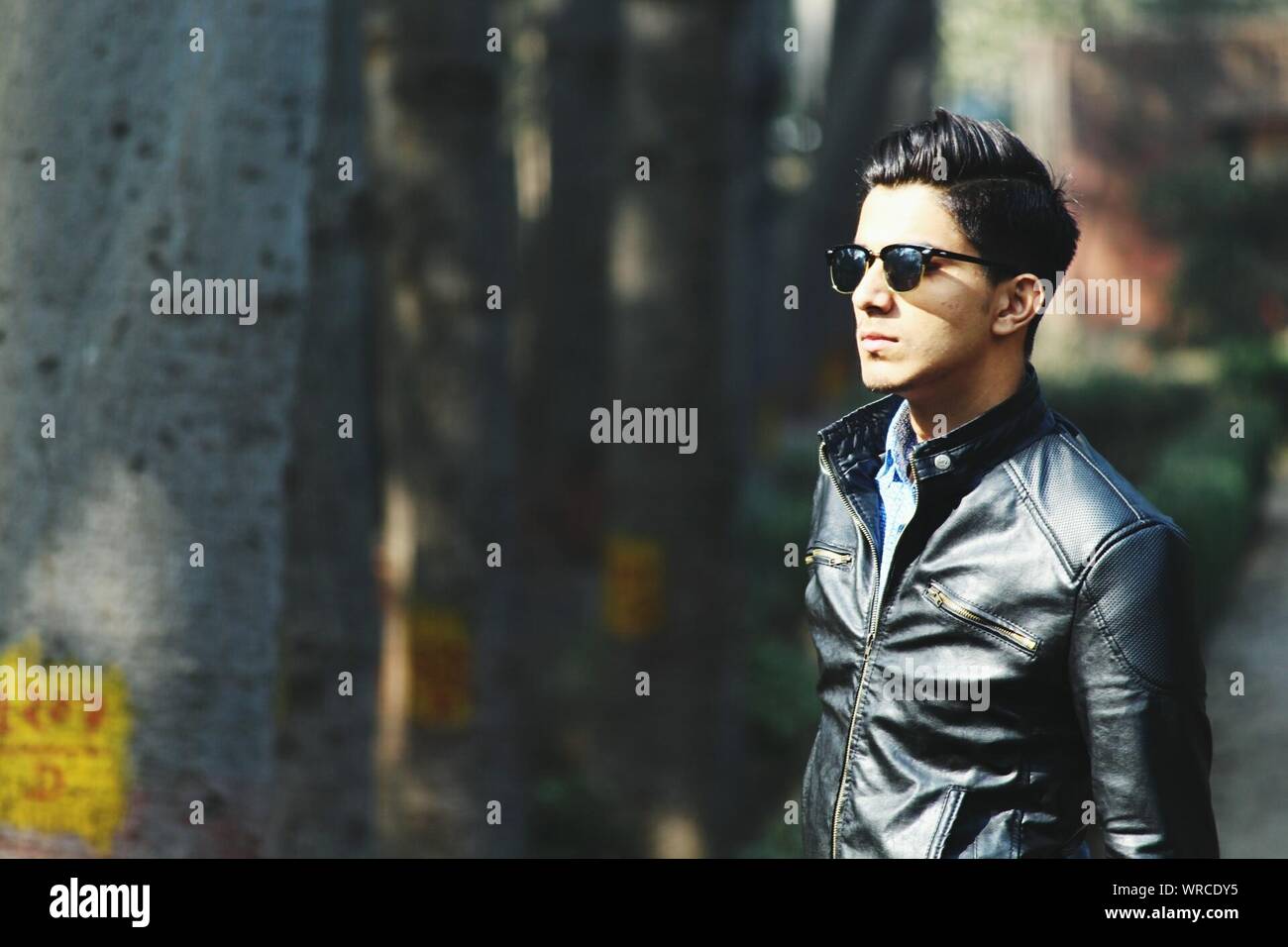 Model wearing leather jacket hi-res stock photography and images - Alamy