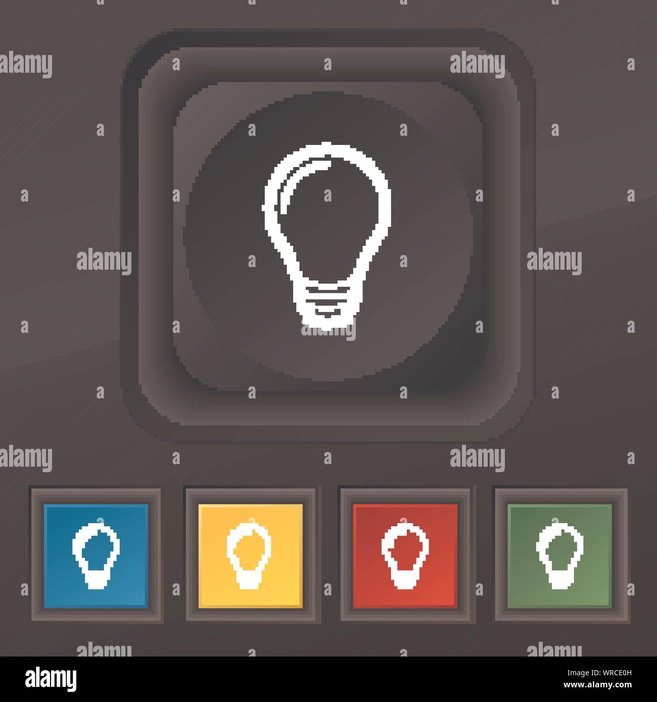 Light bulb icon symbol. Set of five colorful, stylish buttons on black ...