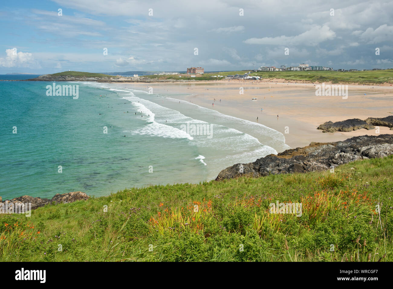 Fistral Beach and Bay. Newquay, Cornwall, England, UK Stock Photo - Alamy