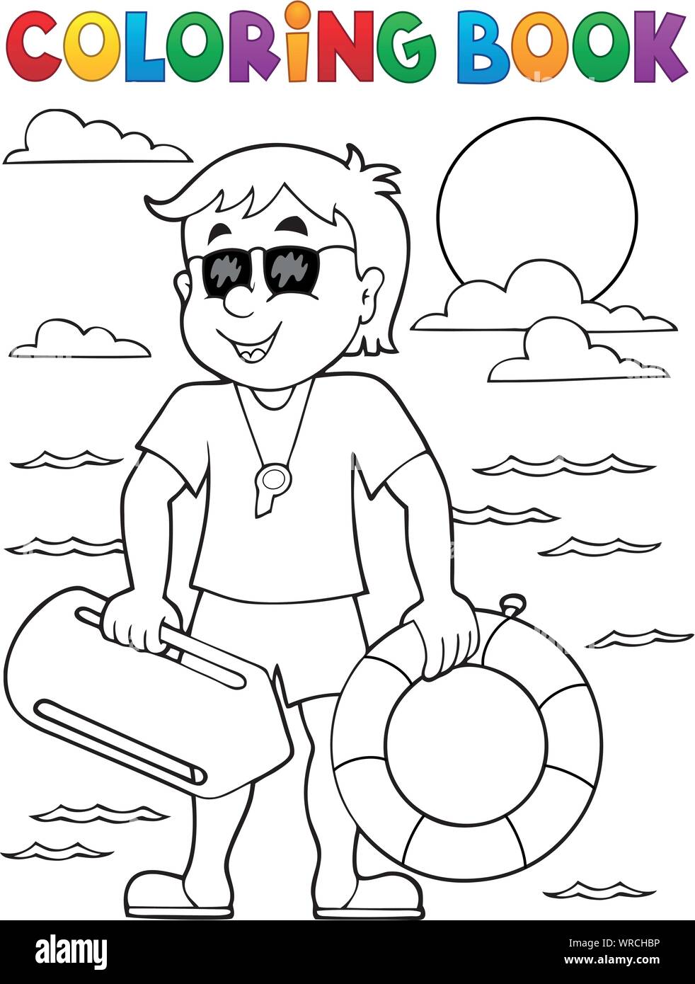Coloring book life guard theme 1 Stock Vector Image & Art - Alamy