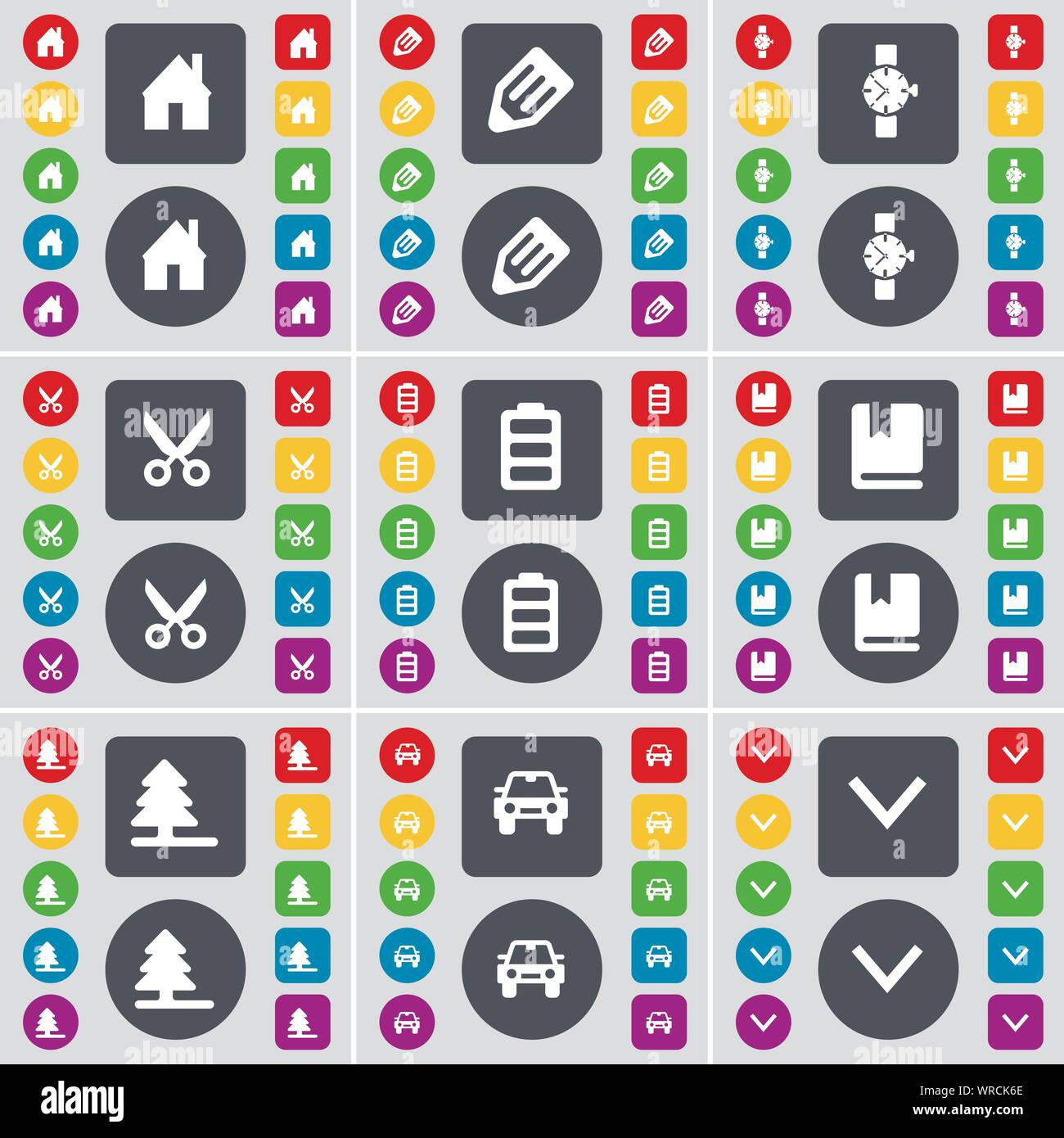 House, Pencil, Wrist watch, Scissors, Battery, Dictionary, Firtree, Car ...