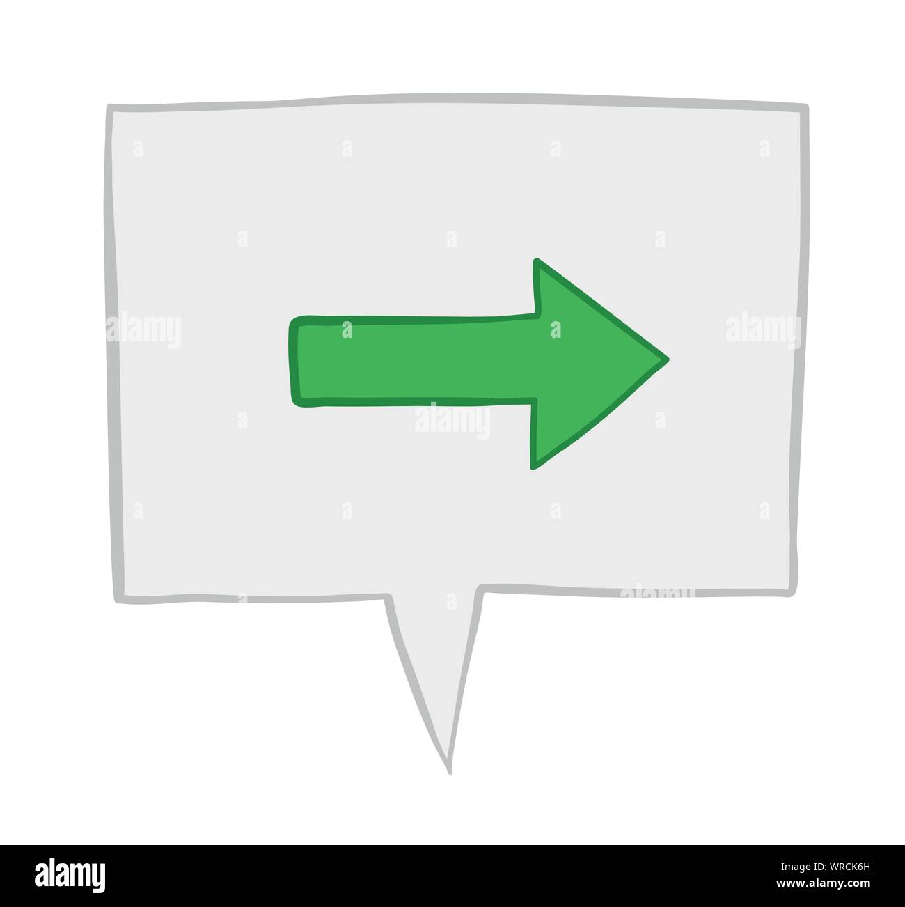 Vector illustration right arrow in speech bubble. Hand drawn. Colored ...