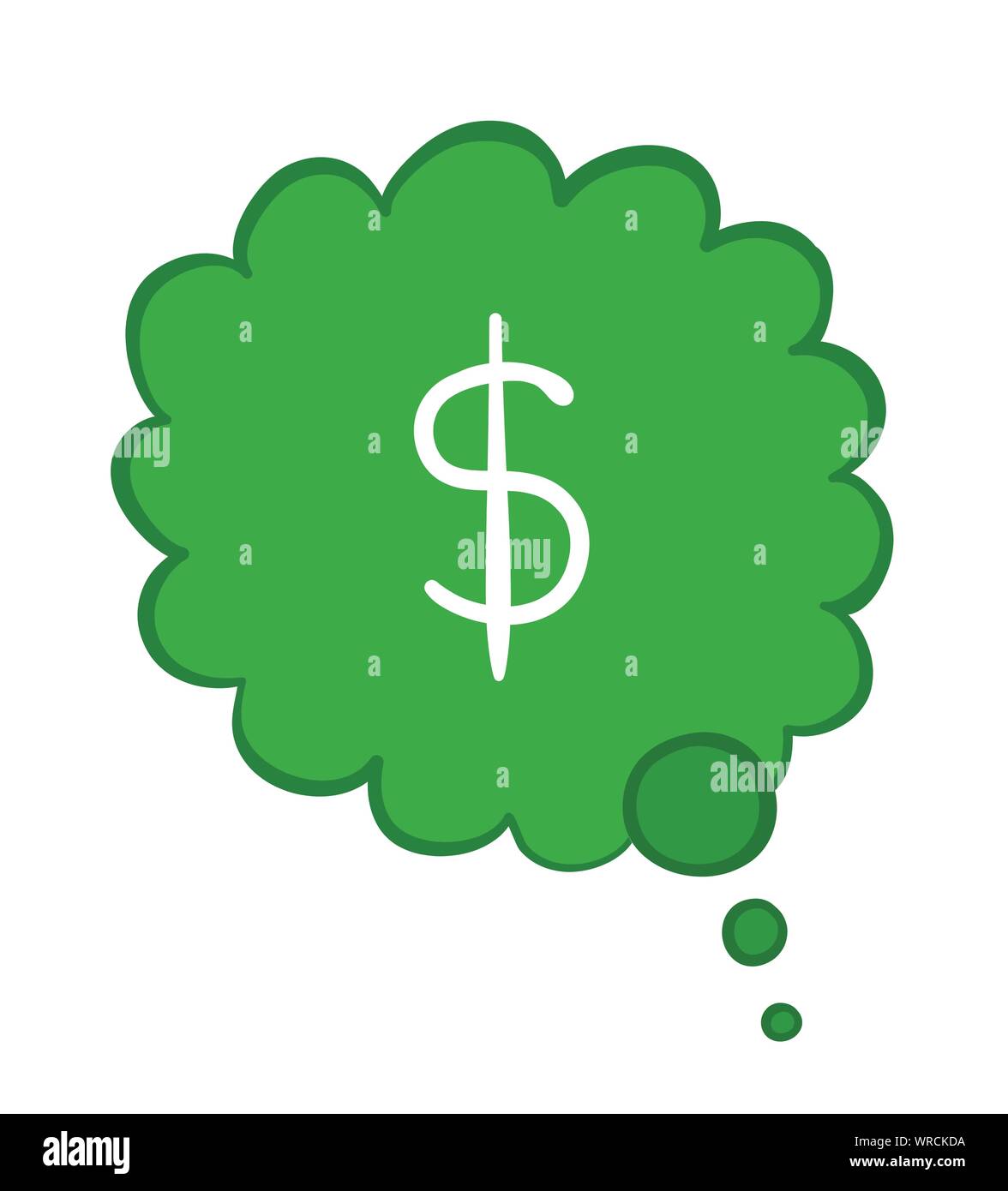 Vector illustration dollar symbol in thought bubble. Hand drawn ...