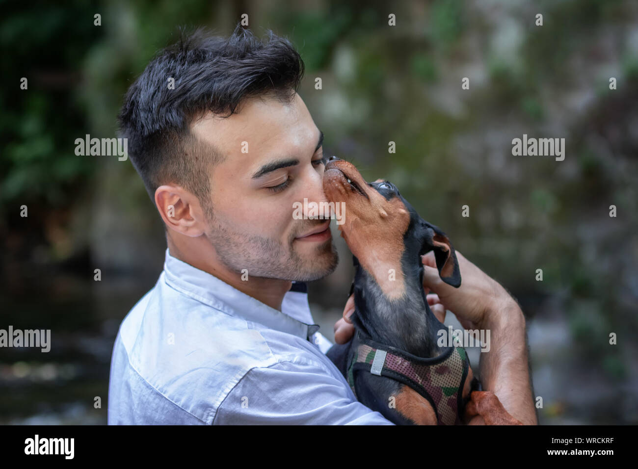 Dog man portrait hi-res stock photography and images - Alamy