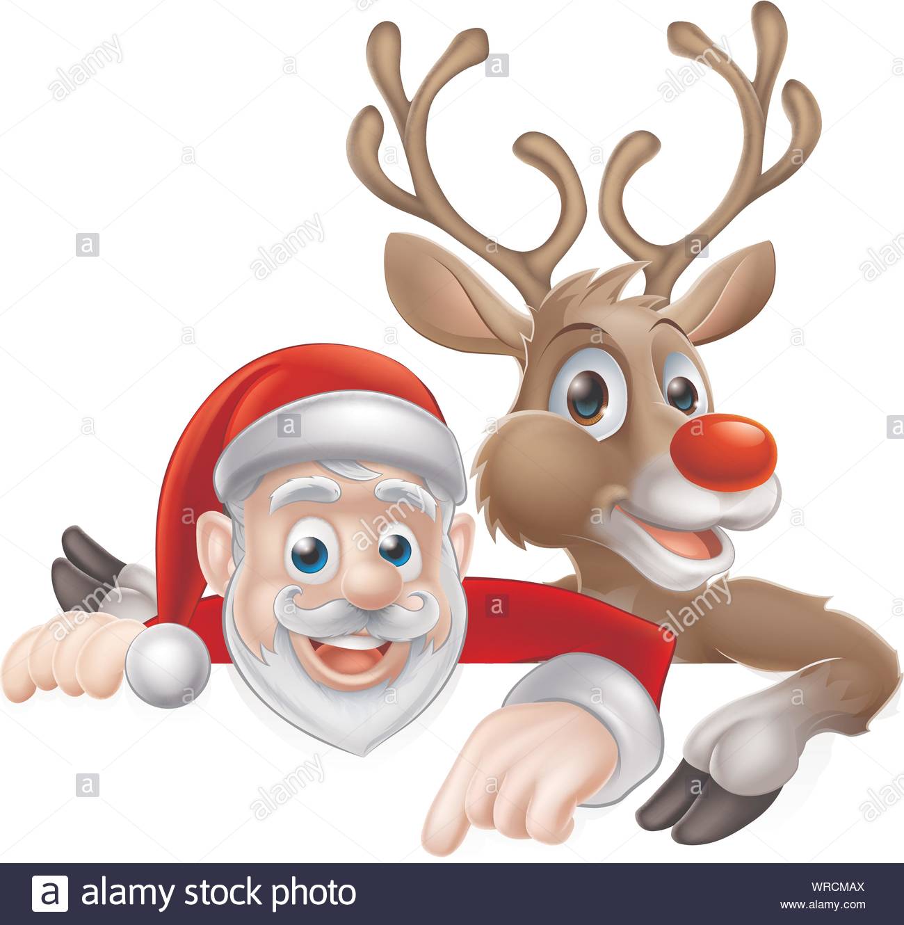 Cartoon Christmas Reindeer Peeking Around Stock Photos & Cartoon ...