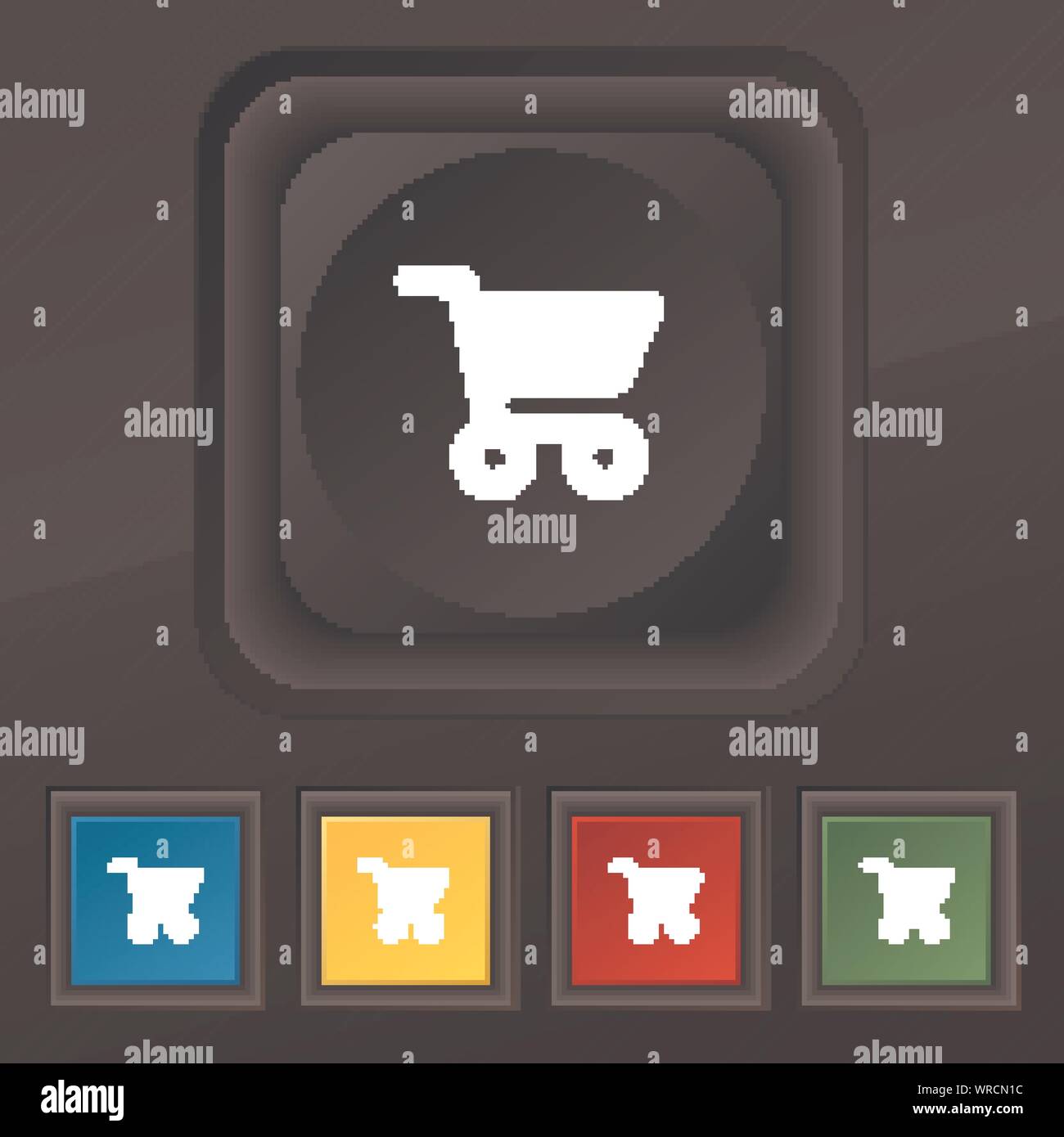 shopping basket icon symbol. Set of five colorful, stylish buttons on ...