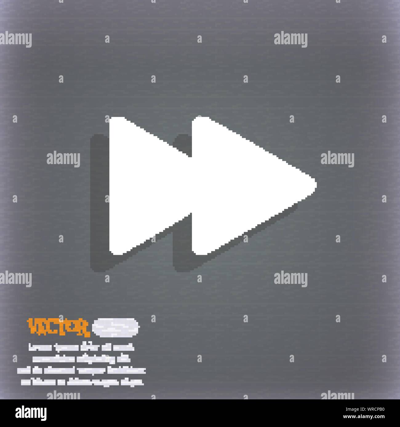 rewind icon symbol on the blue-green abstract background with shadow ...