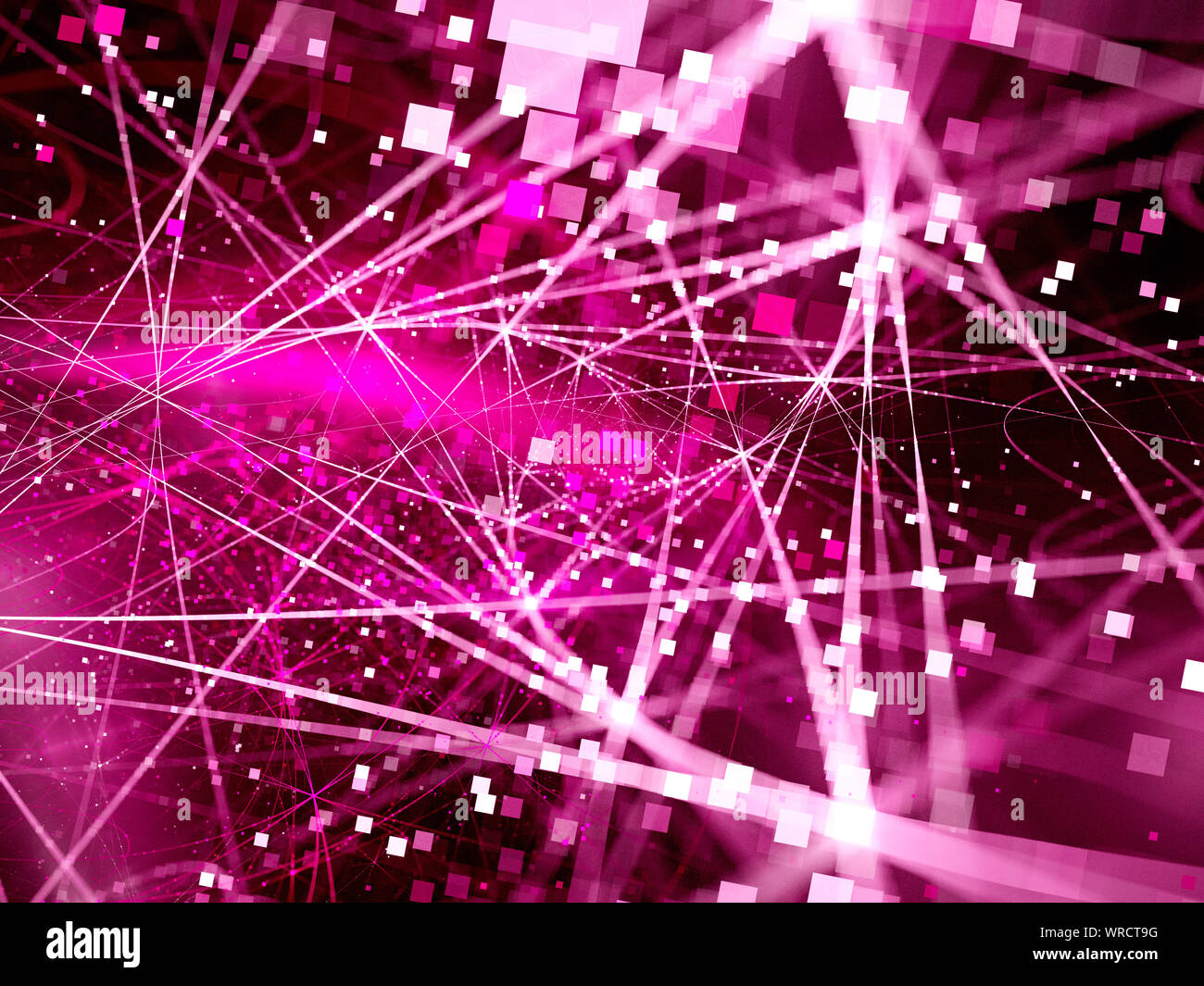 Purple glowing connection lines with particles, new technology, big ...