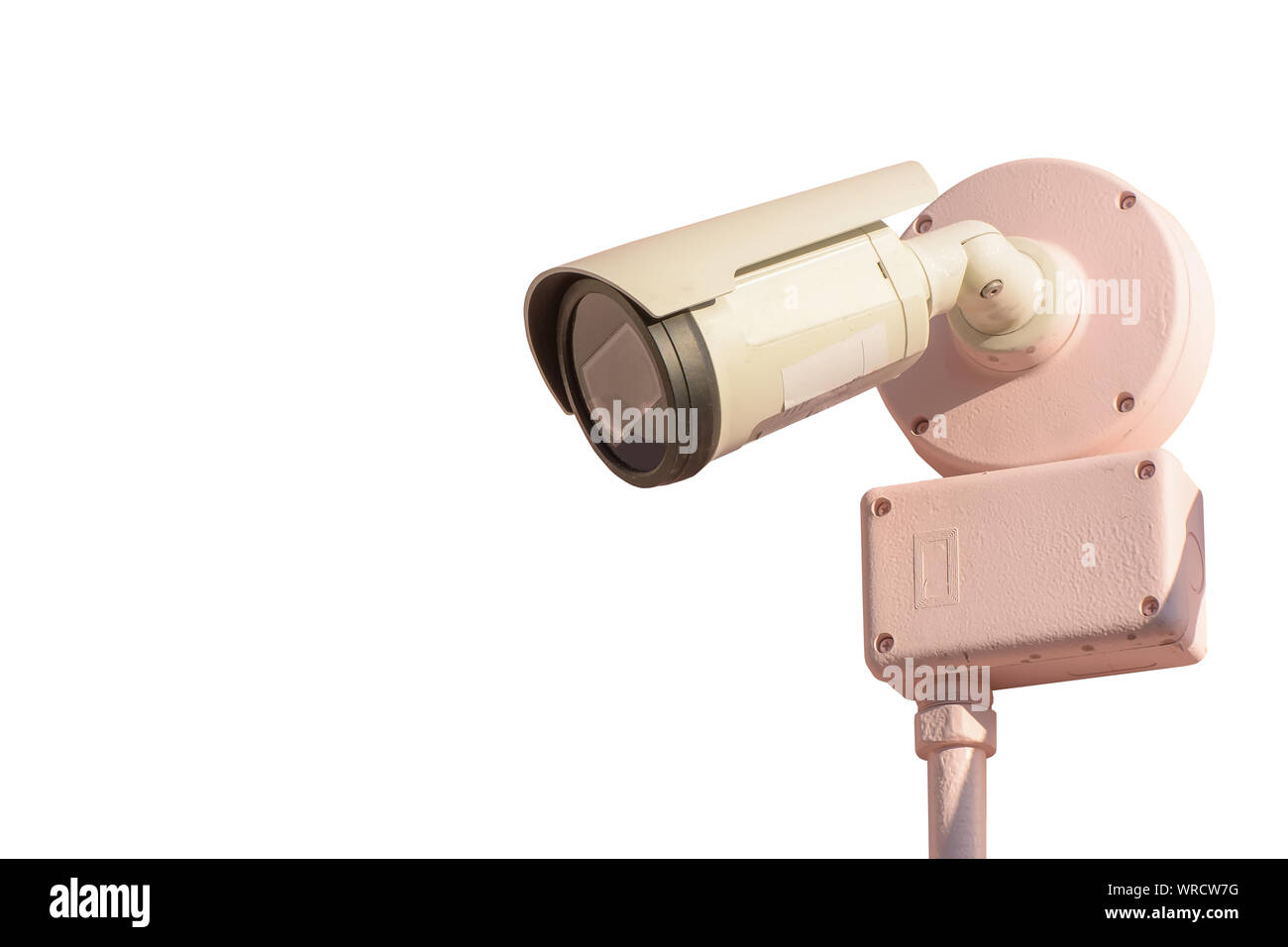 CCTV camera mounted on a white background Stock Photo - Alamy