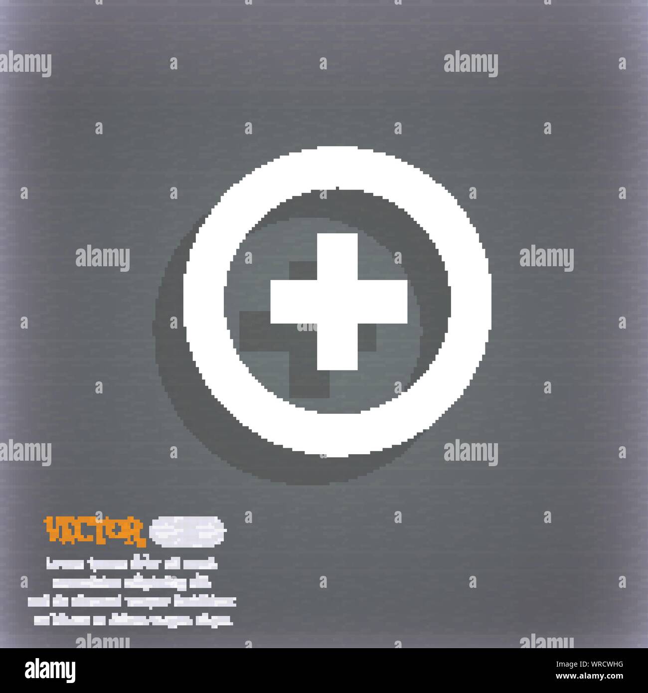 Plus, Positive icon symbol on the blue-green abstract background with ...