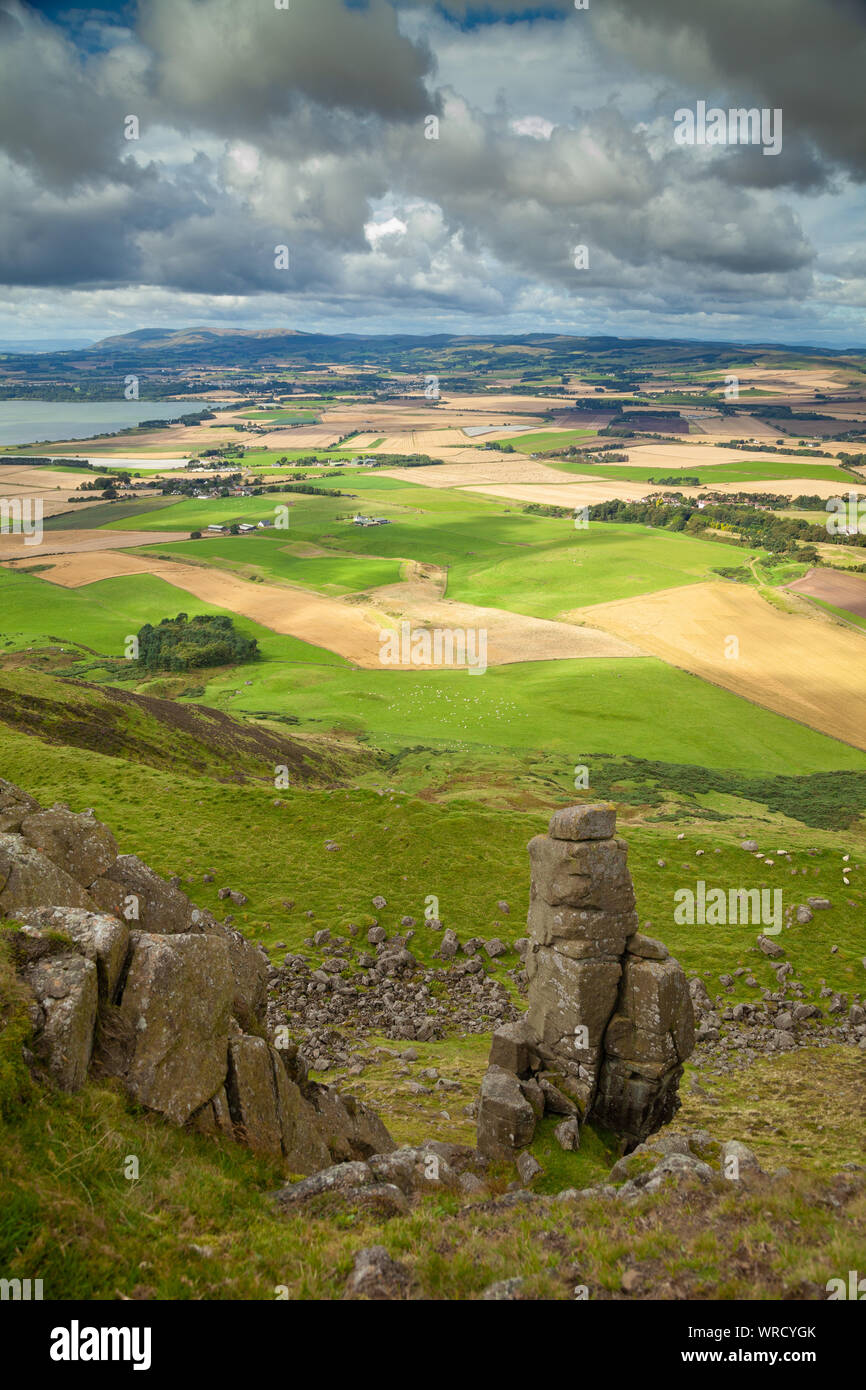 Looking over Loch Leven form Bishop Hill with the natural stone outcrop ...