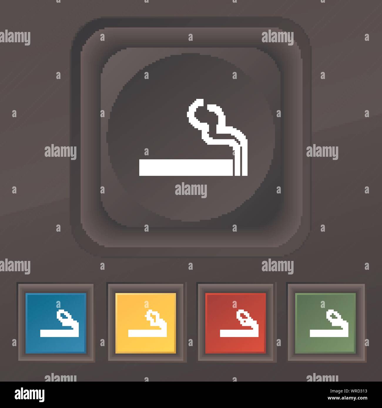 cigarette smoke icon symbol. Set of five colorful, stylish buttons on ...