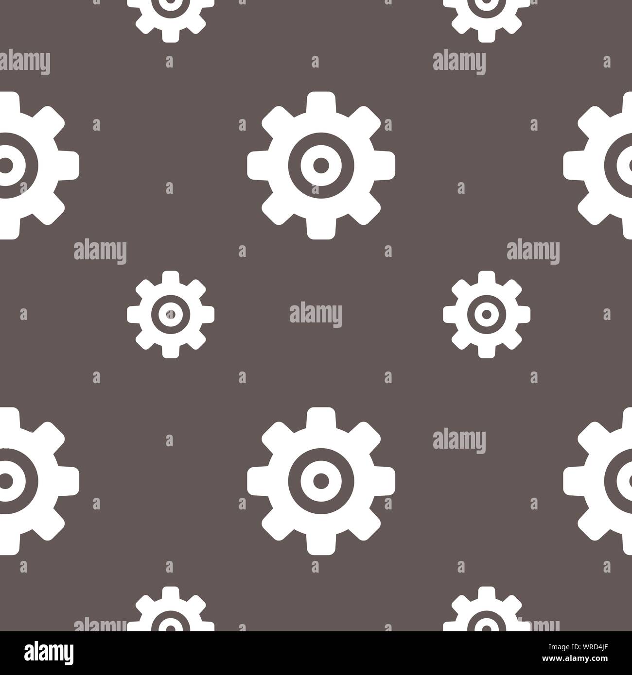 Cog settings, Cogwheel gear mechanism icon sign. Seamless pattern on a gray background. Vector ...