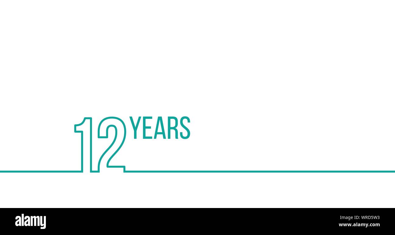 12 years anniversary or birthday. Linear outline graphics. Can be used ...