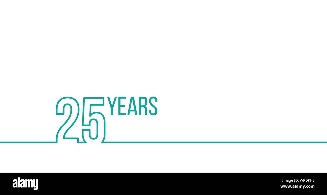 25 years anniversary or birthday. Linear outline graphics. Can be used ...