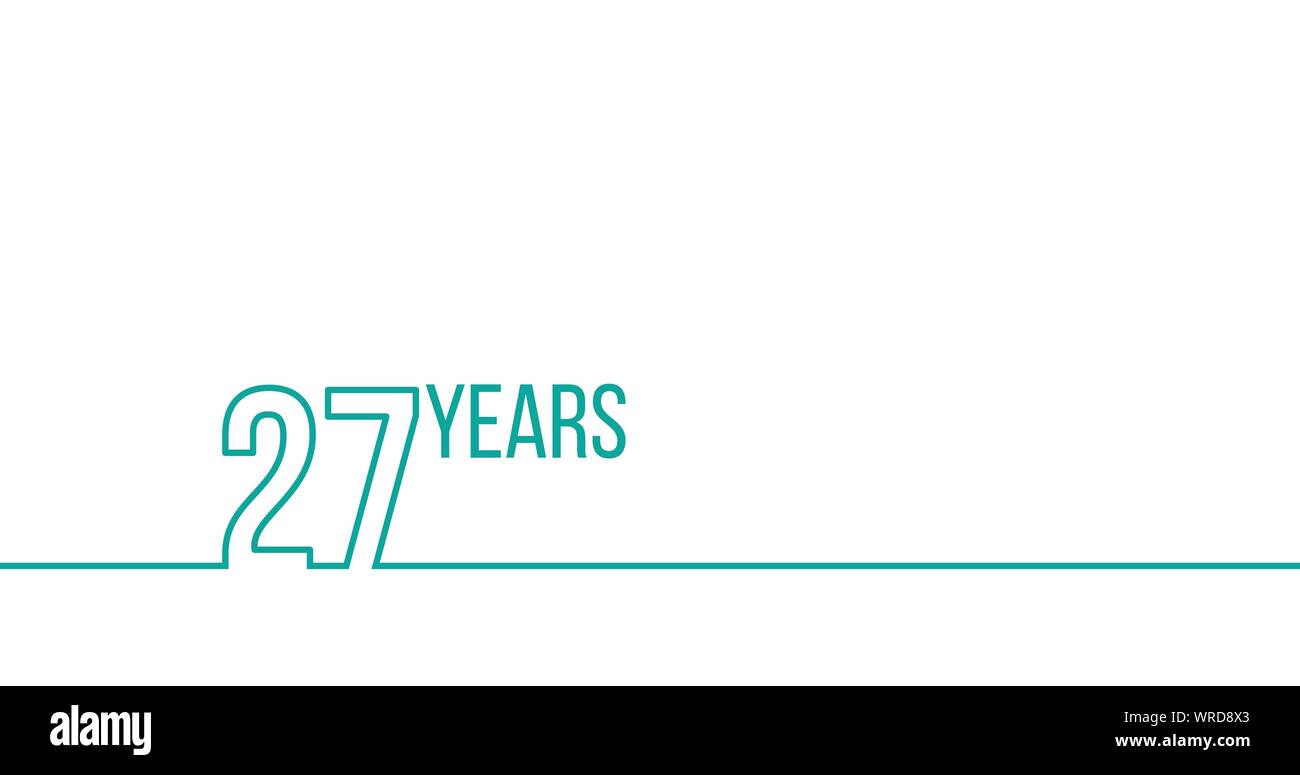 27 years anniversary or birthday. Linear outline graphics. Can be used ...