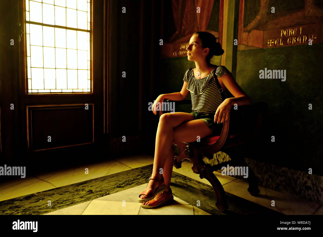 Warm light portrait of a young girl Stock Photo - Alamy