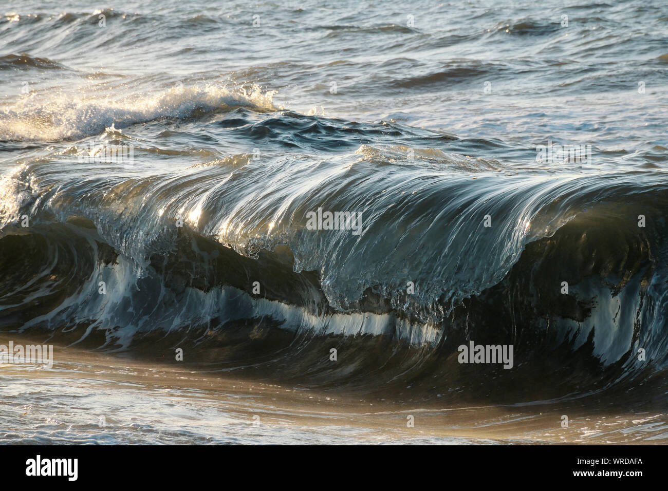Wave breaks during the storm on Mediterranean coast, at Crete island ...