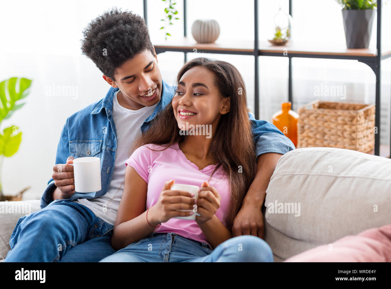Young People Spending Time Together, Drinking Coffee at Home Stock ...