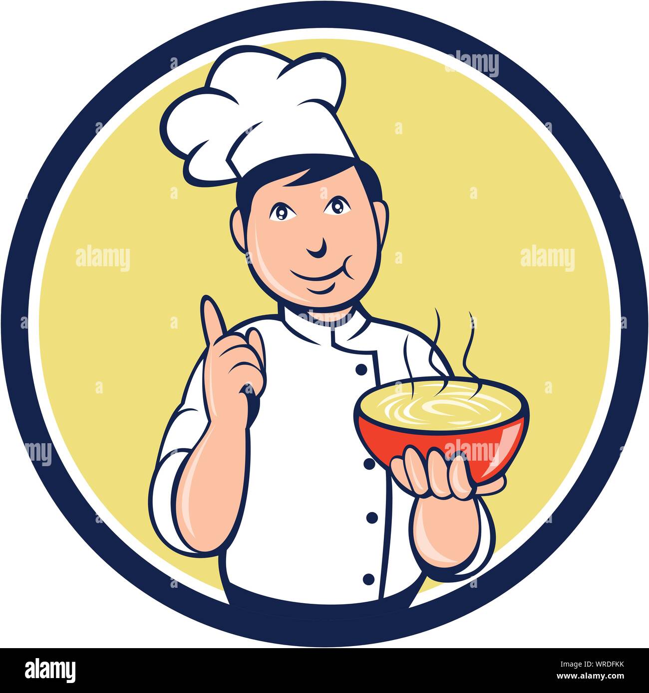 Chef Cook Bowl Pointing Circle Cartoon Stock Vector Image & Art - Alamy
