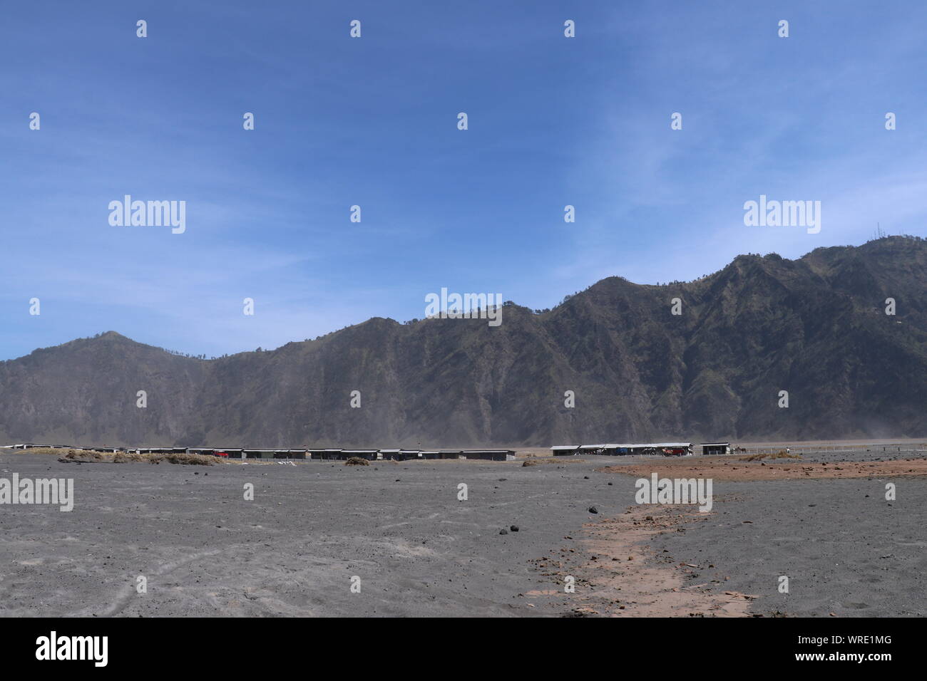 Many warungs - stalls at Bromo Crater in Indonesia. Parking for off ...