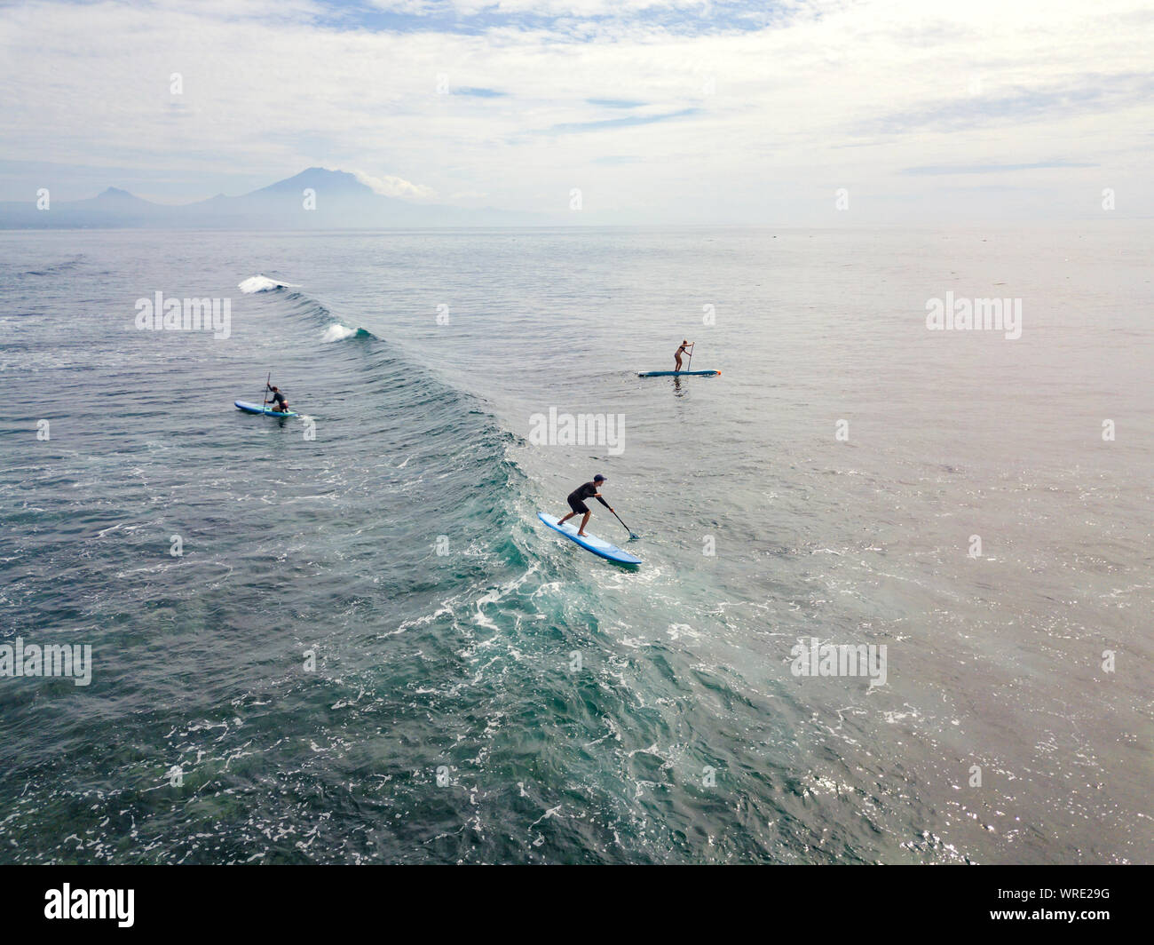 Aerial view of sup surfers Stock Photo - Alamy