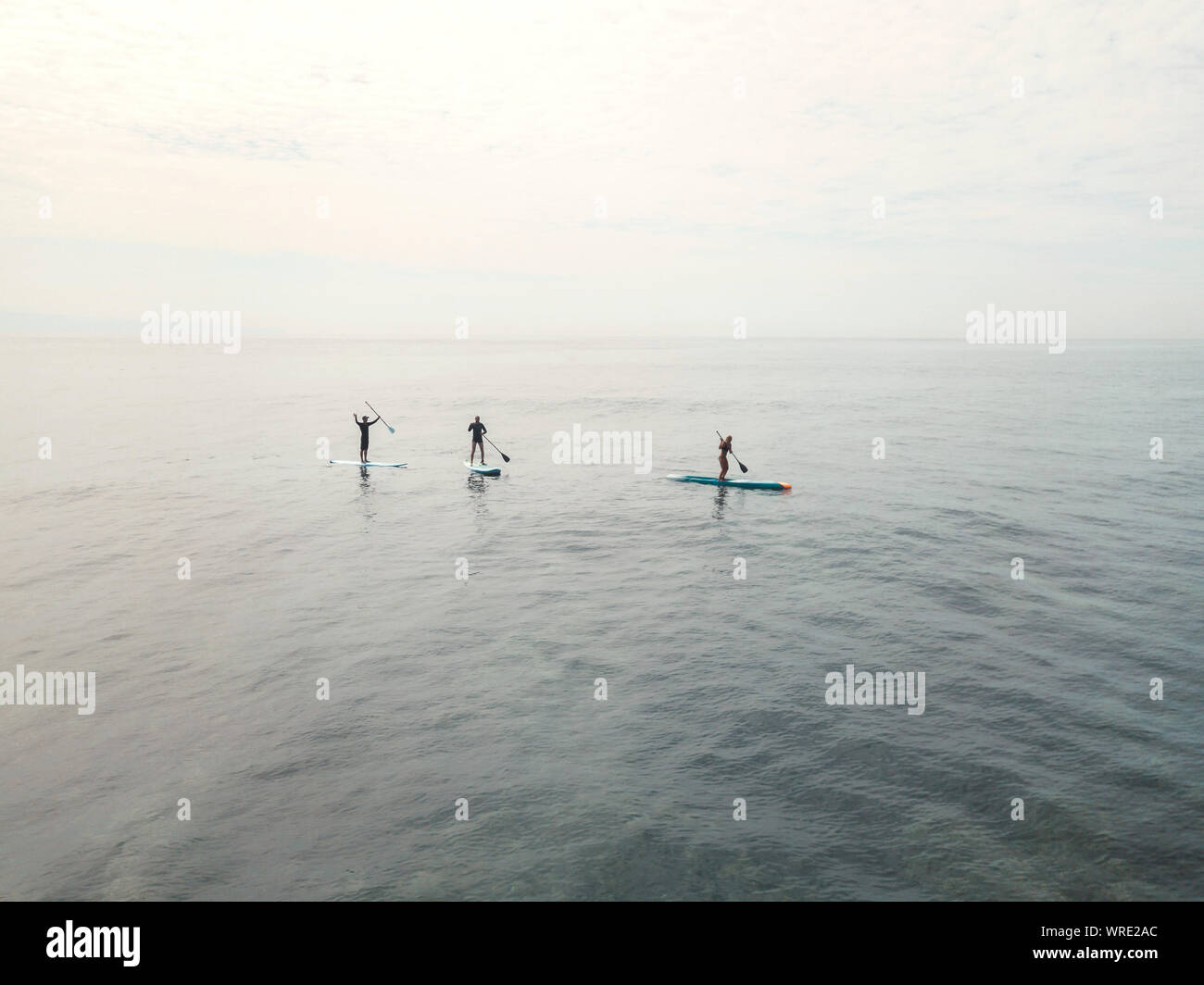 Aerial view of sup surfers Stock Photo - Alamy