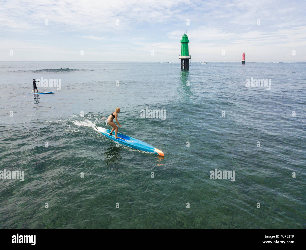 Aerial surfer man woman sup hi-res stock photography and images - Alamy