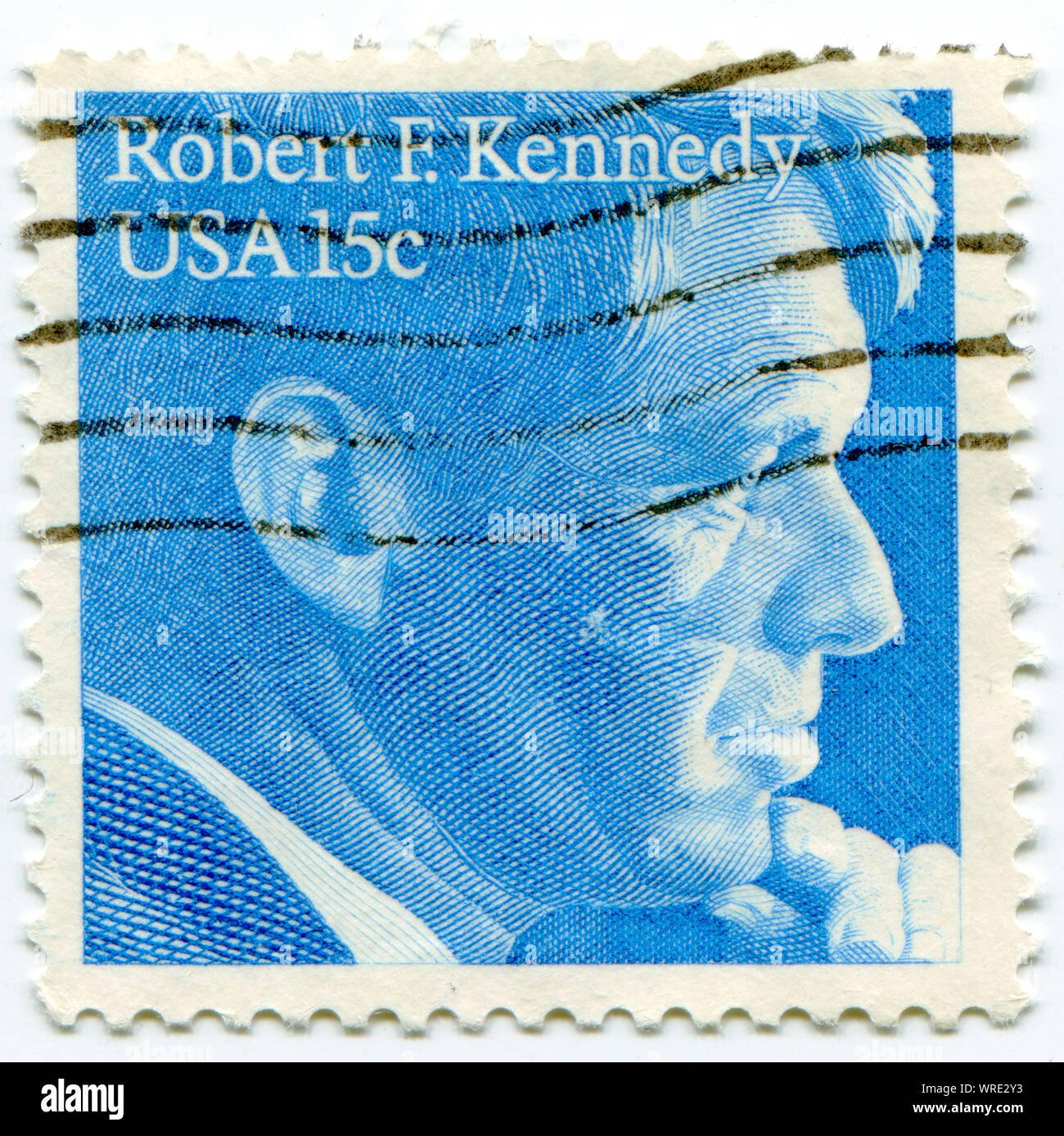 Postage stamp printed in the USA showing a portrait of Robert Francis ...