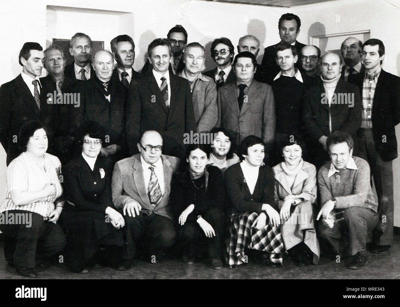 POLAND, CIRCA 1965: People posing for photograph (many scratches ...