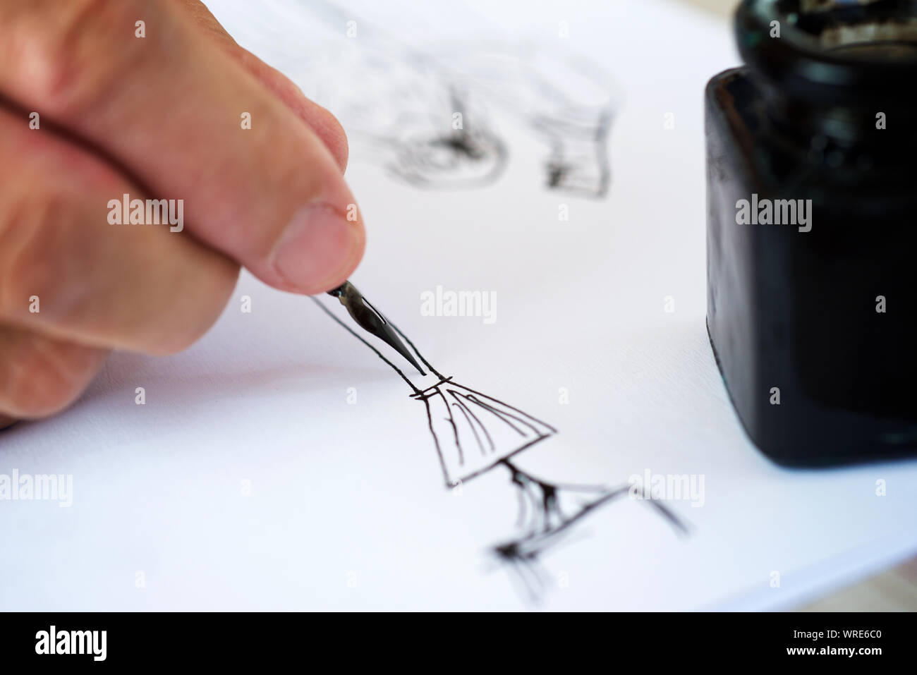 Elderly male artist drawing home hi-res stock photography and images ...