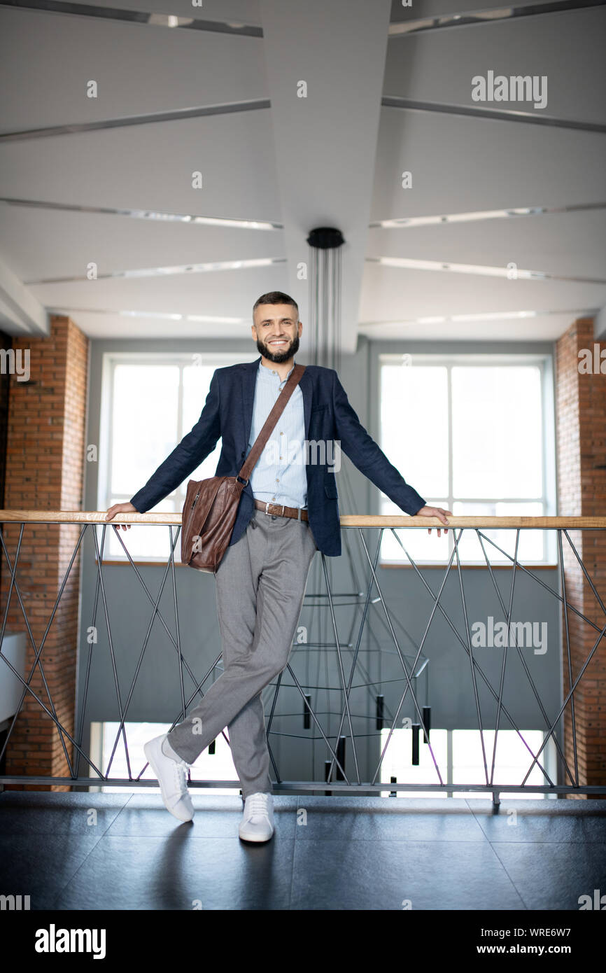 Office worker smiling before first day in international company Stock ...