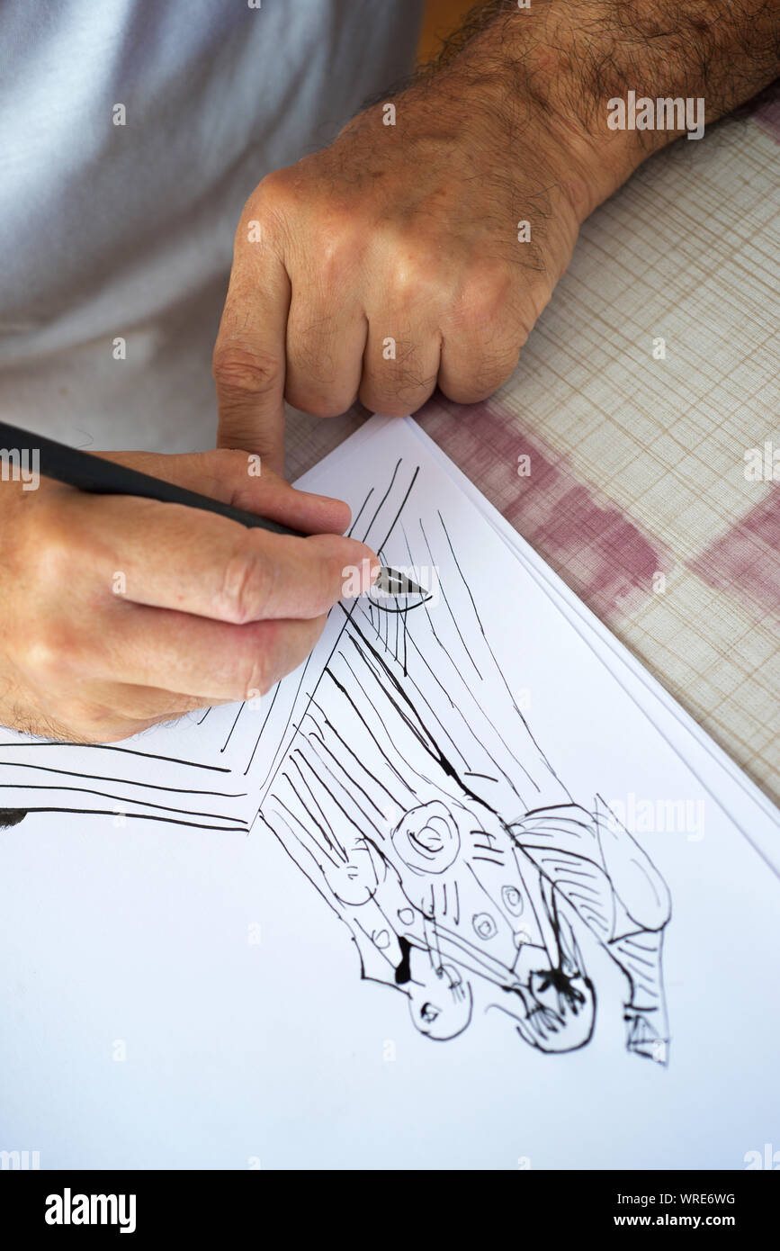 Pen and ink old man hi-res stock photography and images - Alamy