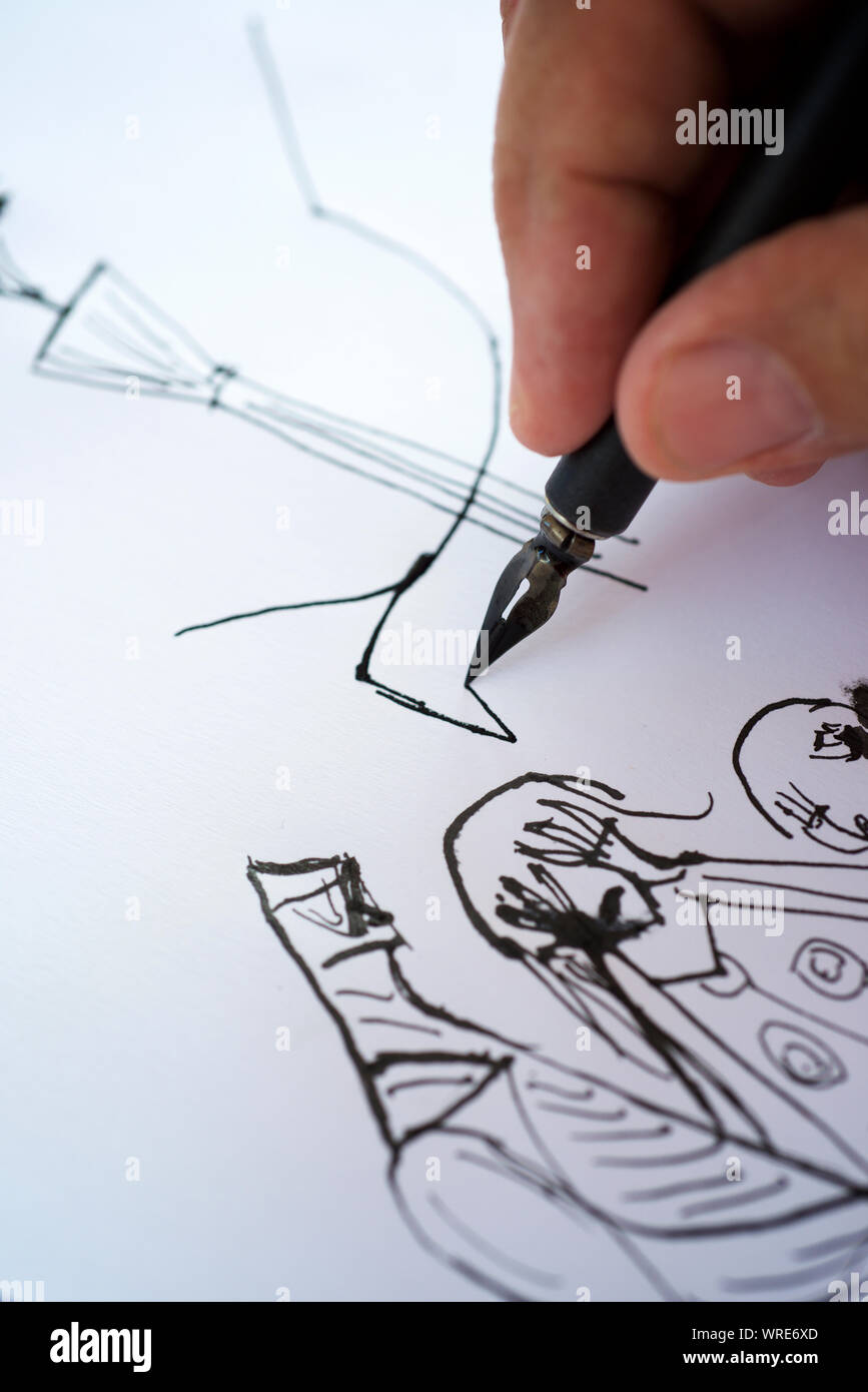 Pen and ink old man hi-res stock photography and images - Alamy