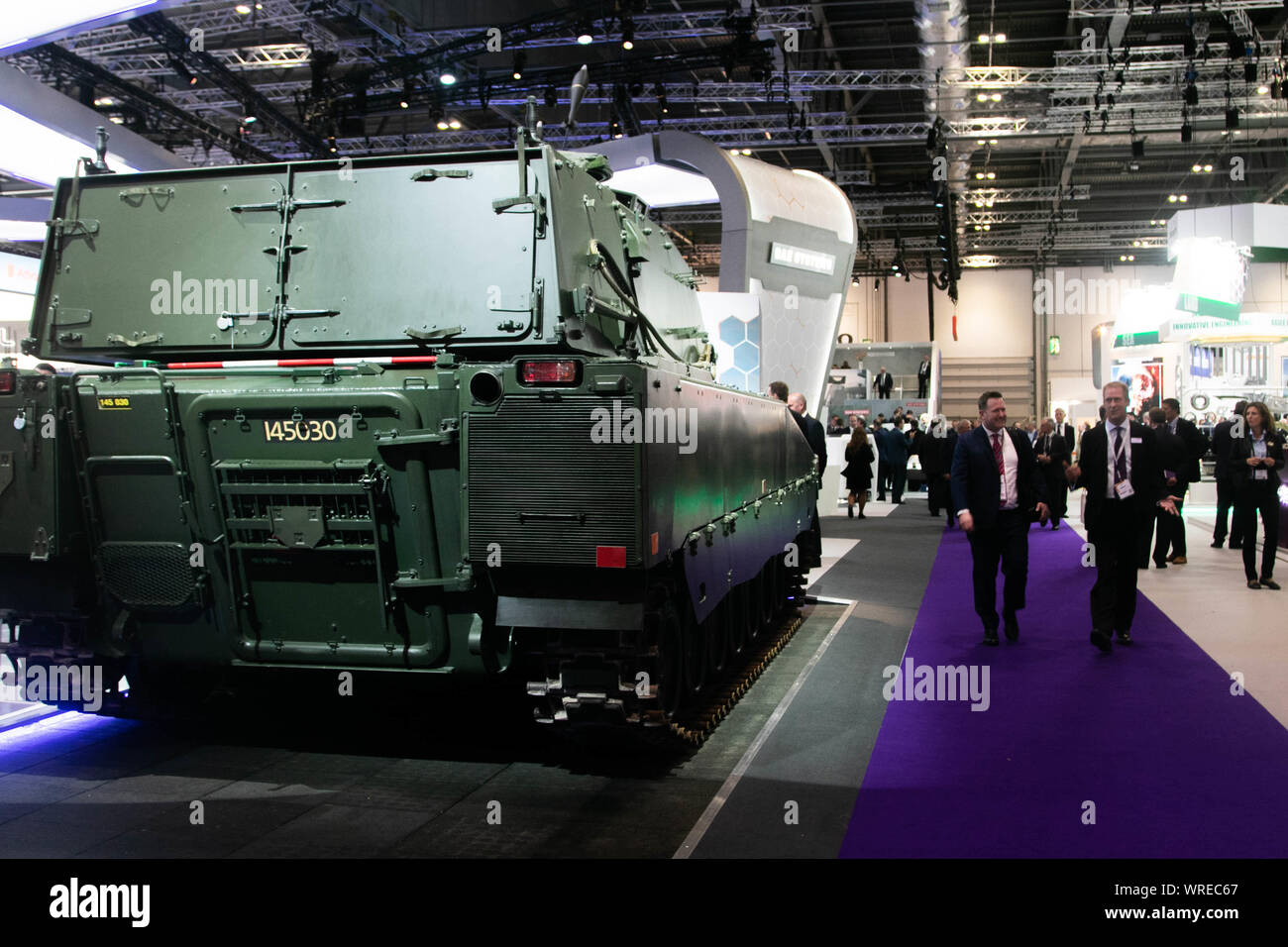 London, UK. 10th September 2019. Armoured vehicles at the DSEI, the ...
