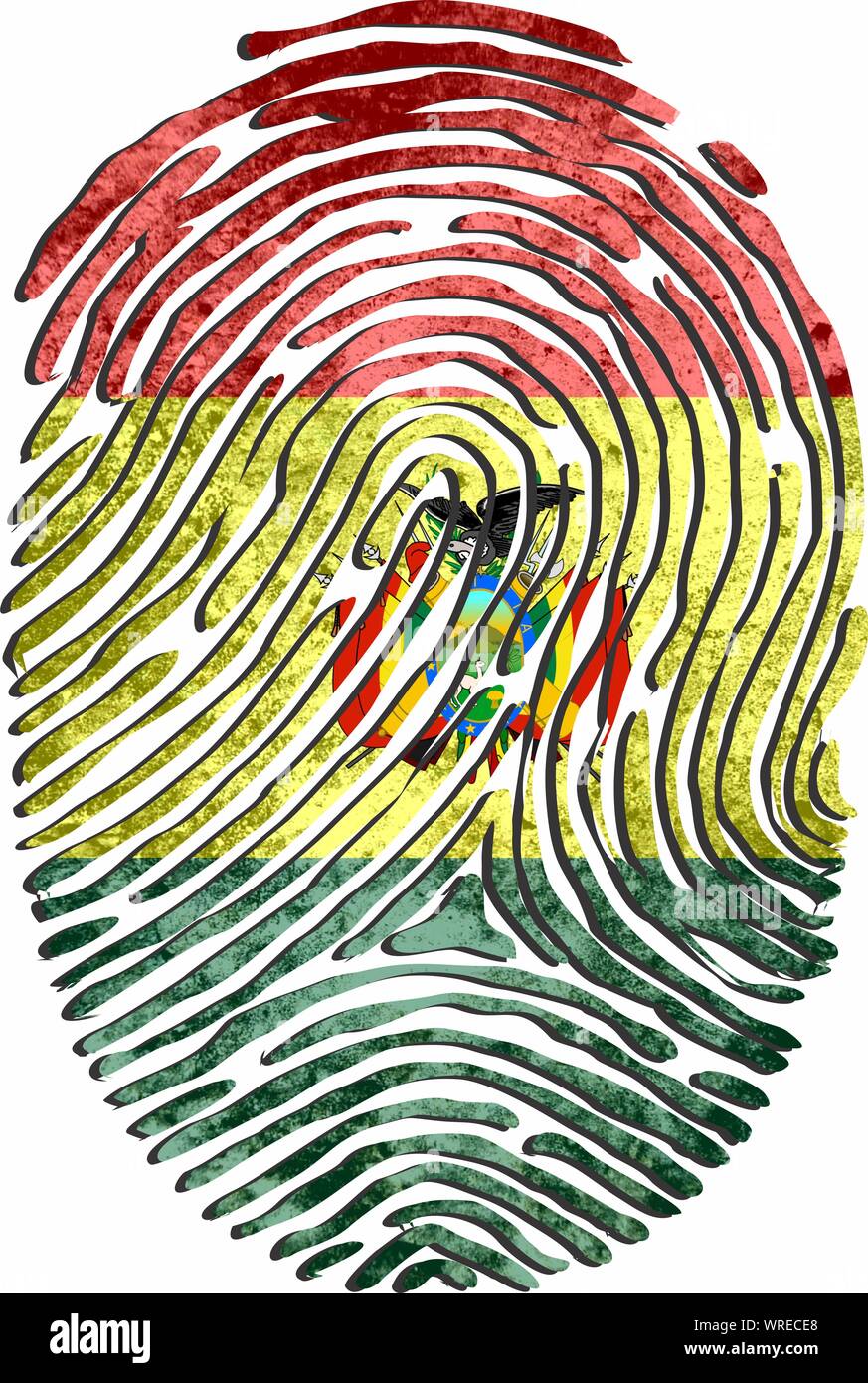 fingerprint, fingerprints, huella dedo in the flag colors of country ...