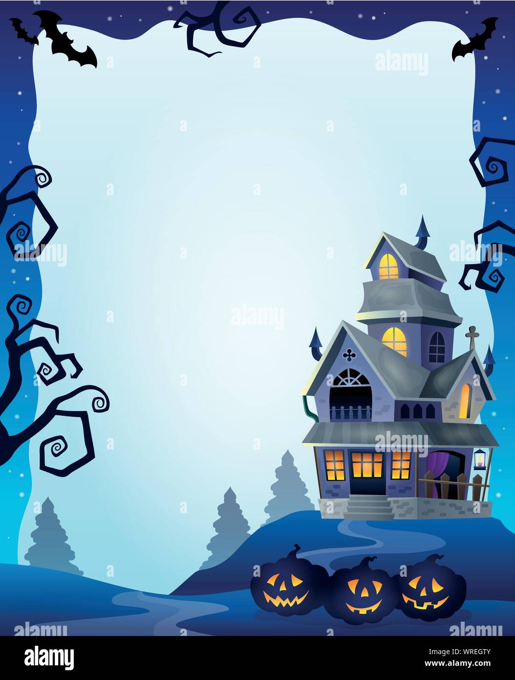 Halloween frame with haunted house 2 Stock Vector Image & Art - Alamy