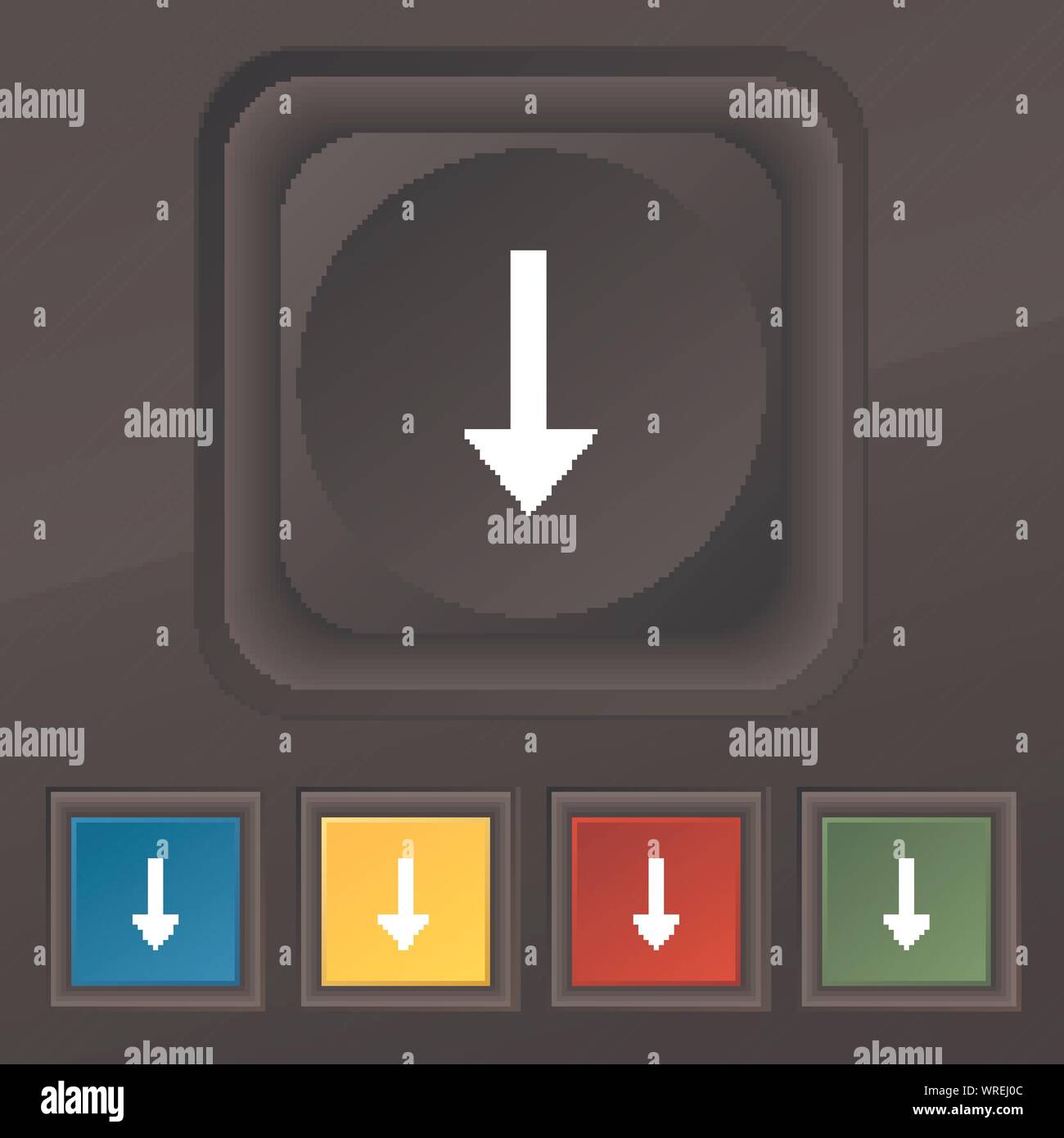 Arrow down, Download, Load, Backup icon symbol. Set of five colorful ...
