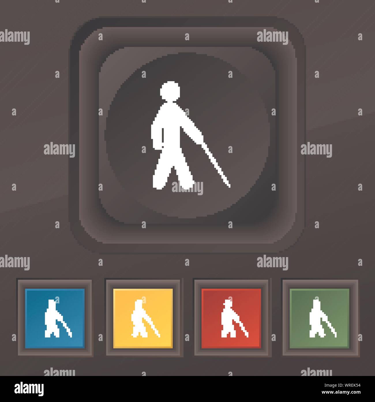 blind icon symbol. Set of five colorful, stylish buttons on black ...