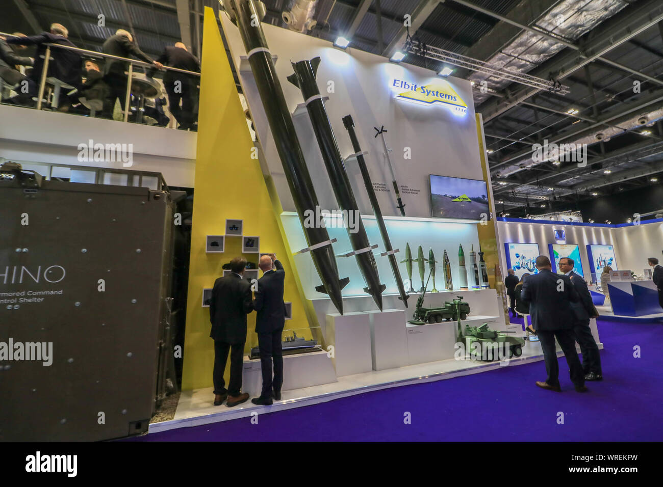 London, UK. 10th September 2019. Display of tactical rockets and ...