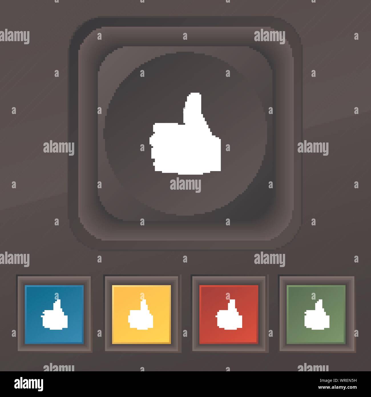 Like, Thumb up icon symbol. Set of five colorful, stylish buttons on ... Like, Thumb up icon symbol. Set of five colorful, stylish buttons on ...