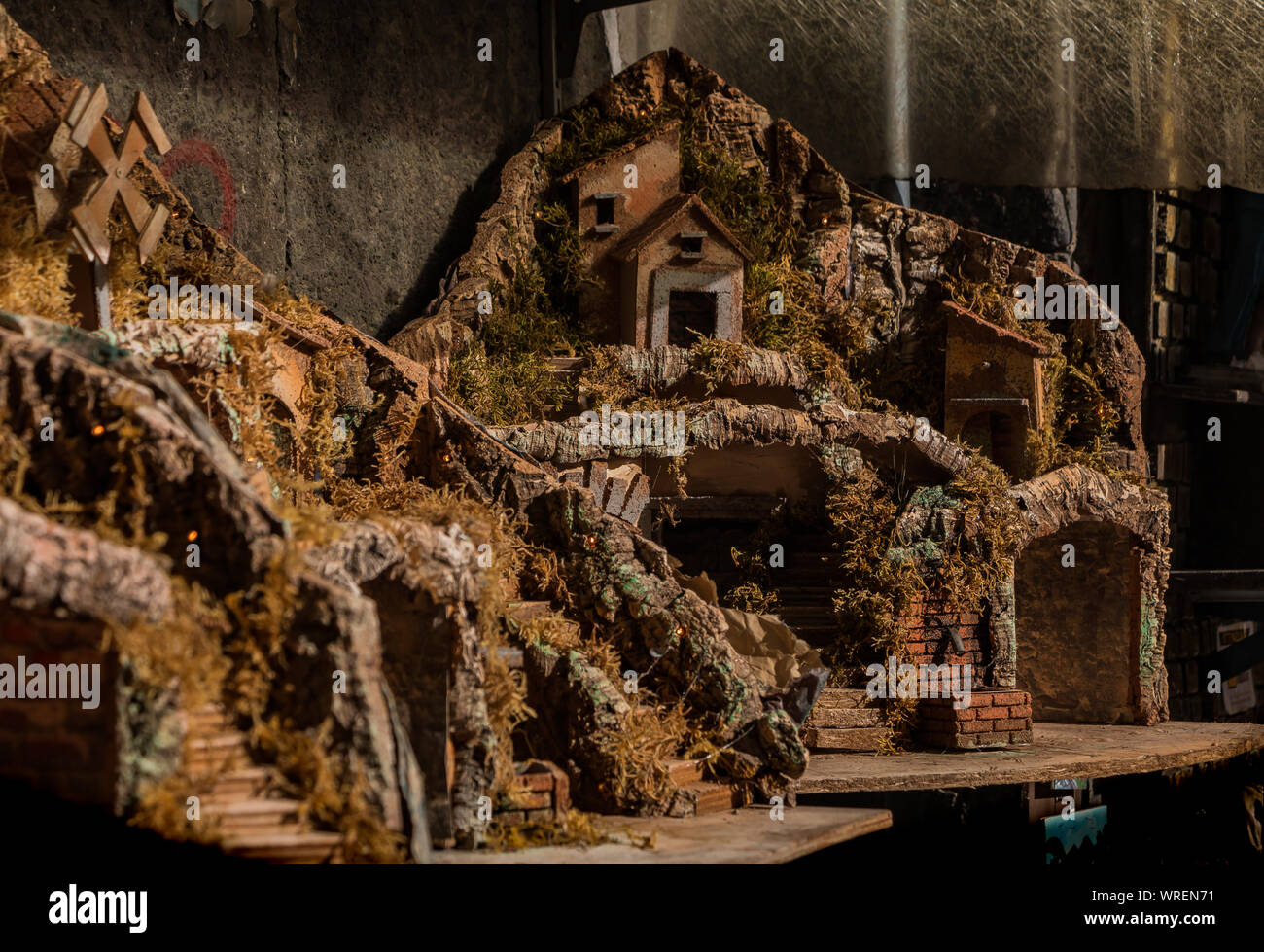 A close-up of a nativity scene on display in Naples Stock Photo - Alamy