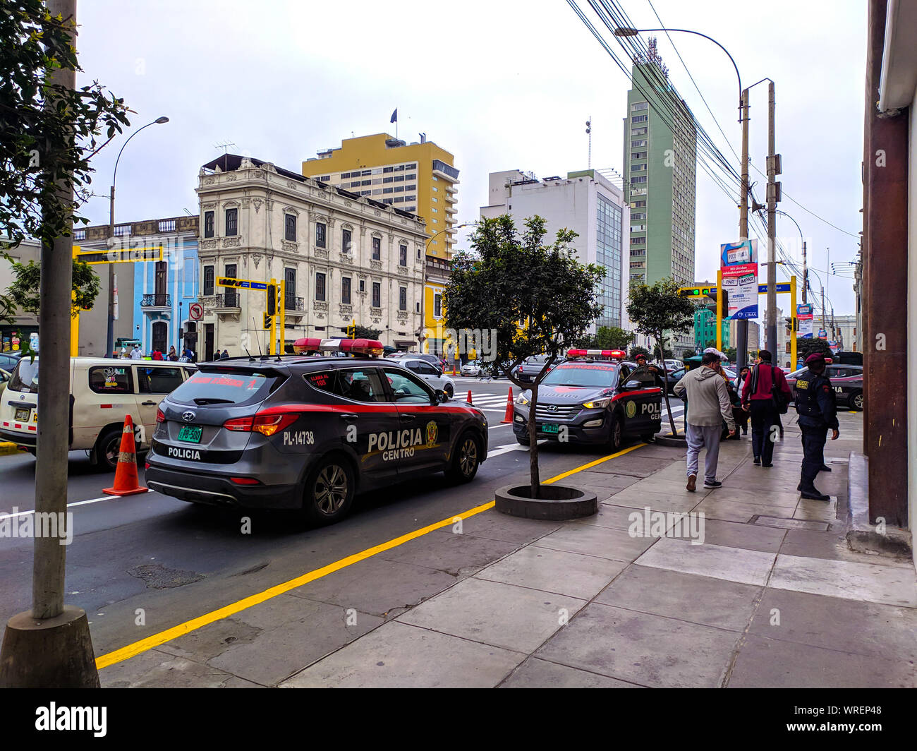 shooting at the Tacna avenue in Lima Peru, police arriving Stock Photo ...
