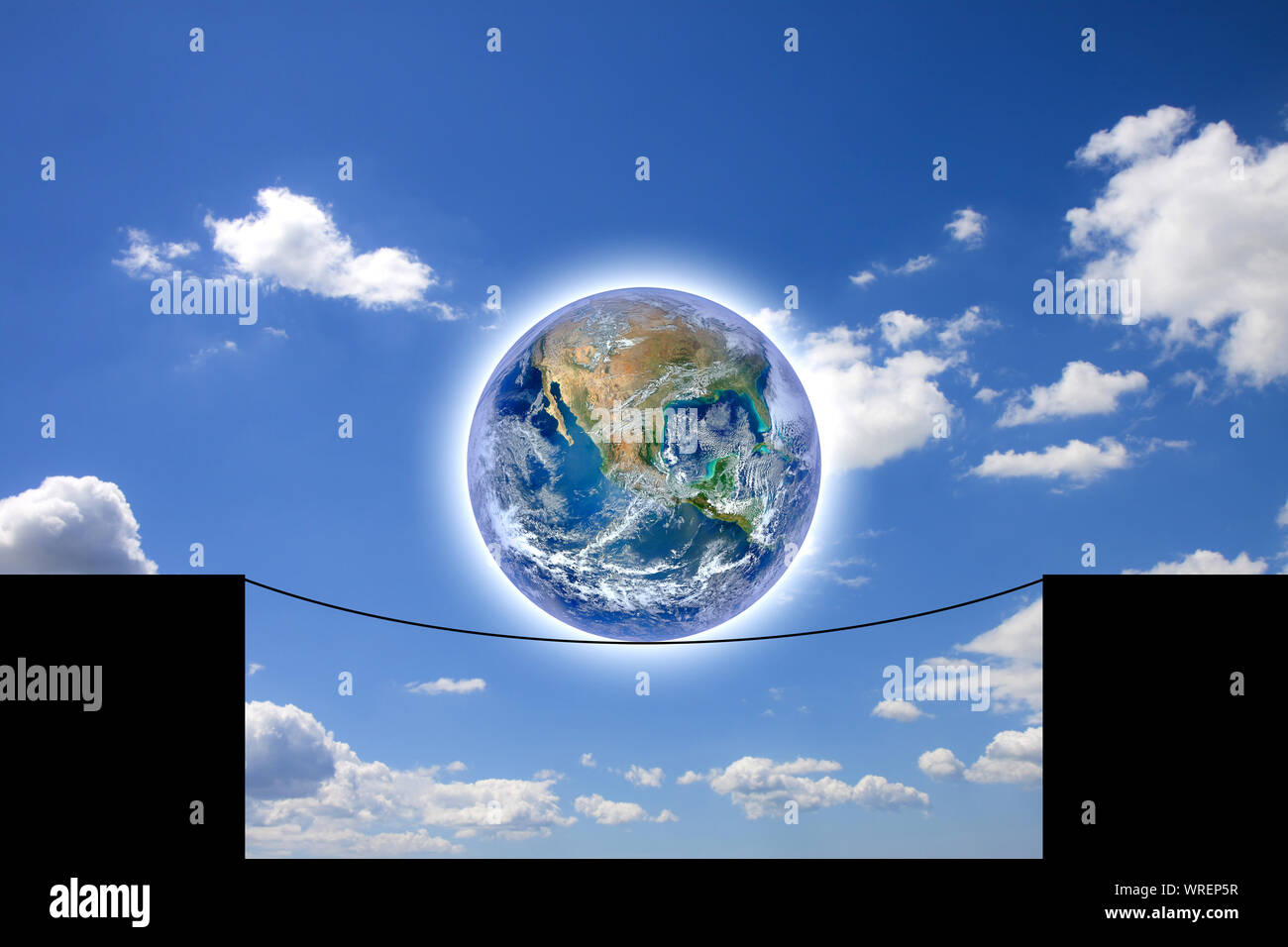 The world balancing on a rope - concept with image from NASA Stock ...