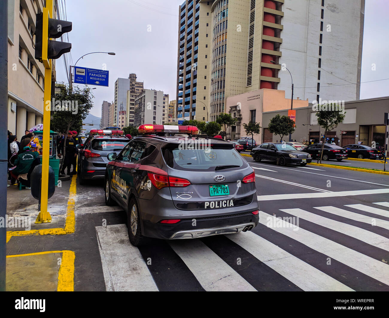 shooting at the Tacna avenue in Lima Peru, police arriving Stock Photo ...